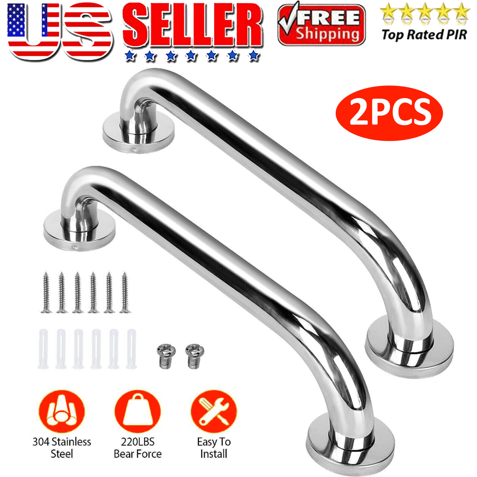 Lohoms 2 Pack 16 Inch Grab Bars for Bathroom, Stainless Steel Shower ...