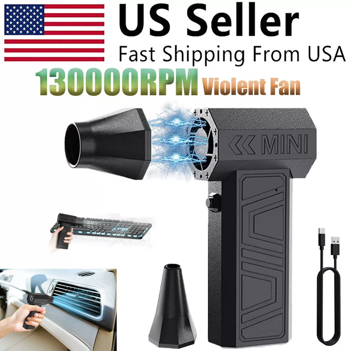 Lohoms Turbo Dry Mini Blower Fan 130,000 RPM Portable Air Blower Super ...