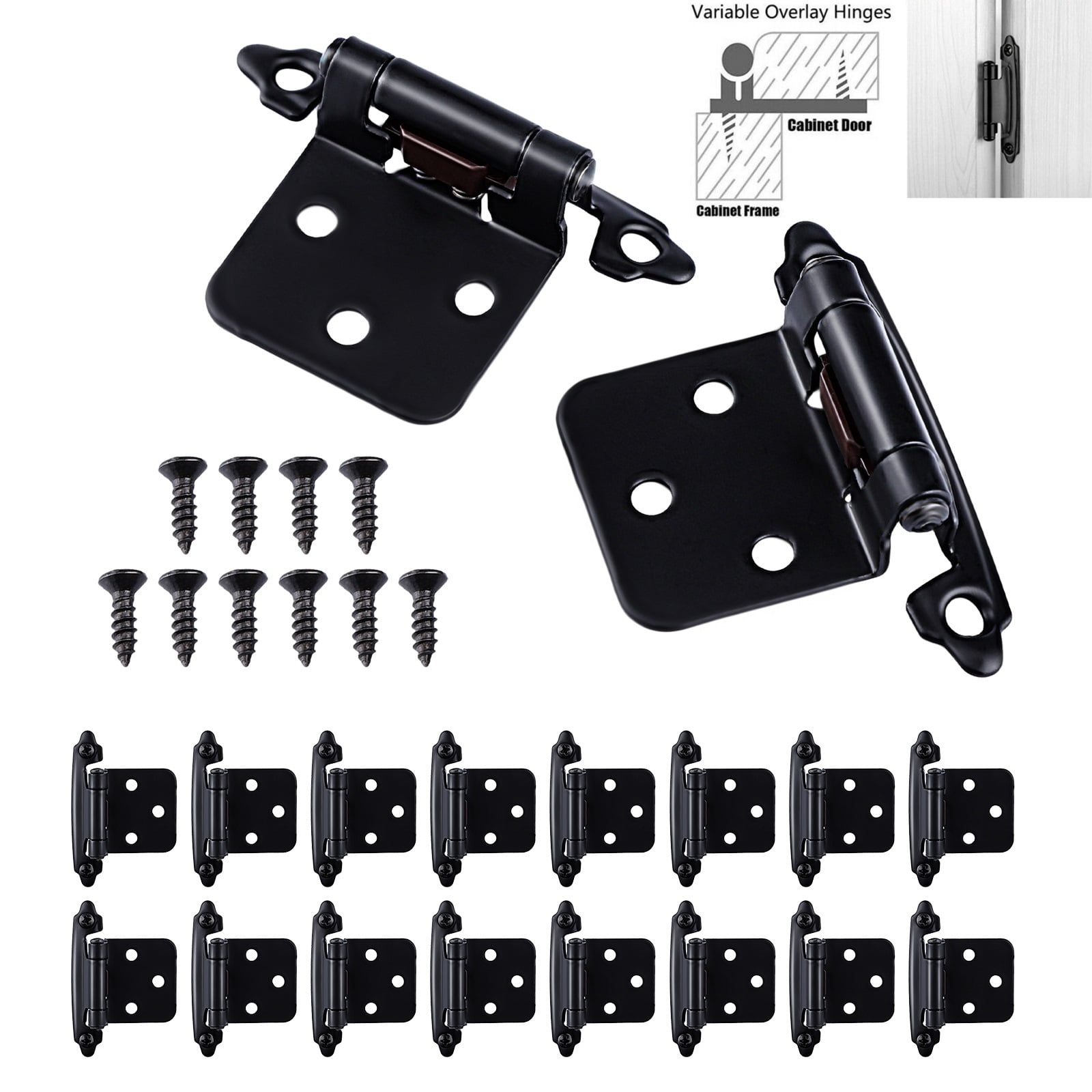 Lohoms Heavy Duty Metal Kitchen Cabinet Hinges, 1/2 inch Overlay Self ...
