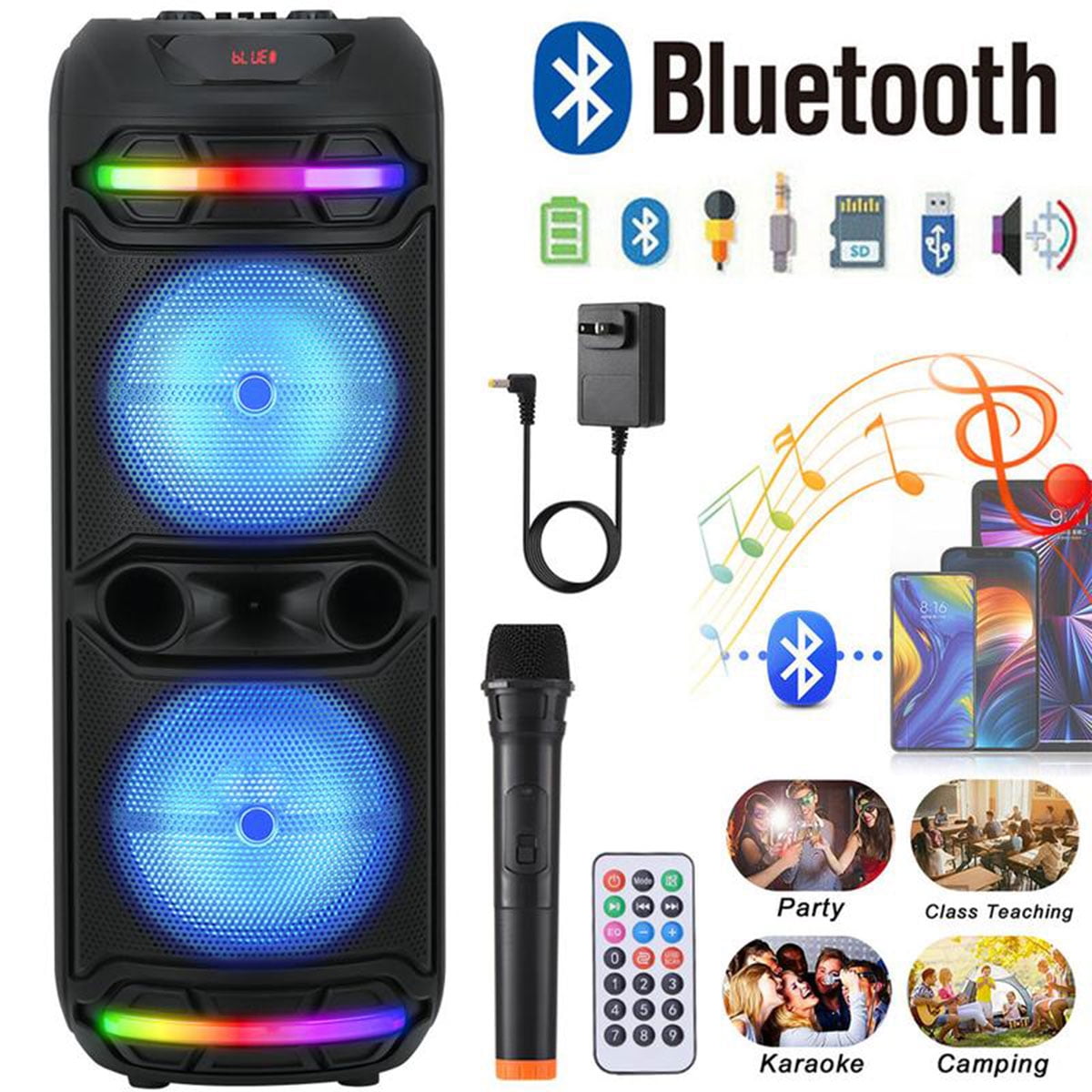 Lohoms Powerful Party Speaker Bluetooth Wireless with Dual 12" Woofers ...