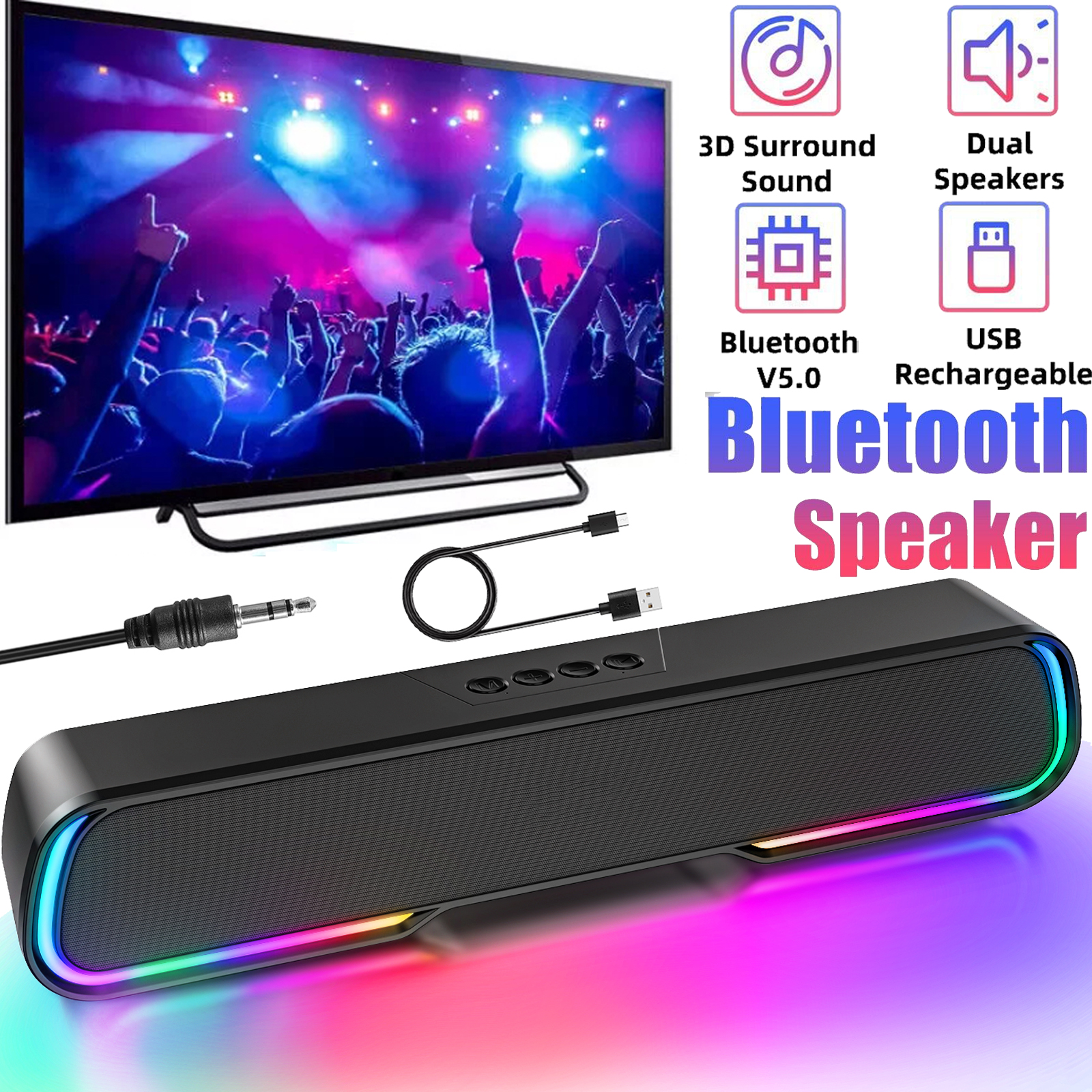 Lohoms Wireless Sound Bar TV Soundbar Bluetooth Speaker Home Theater ...