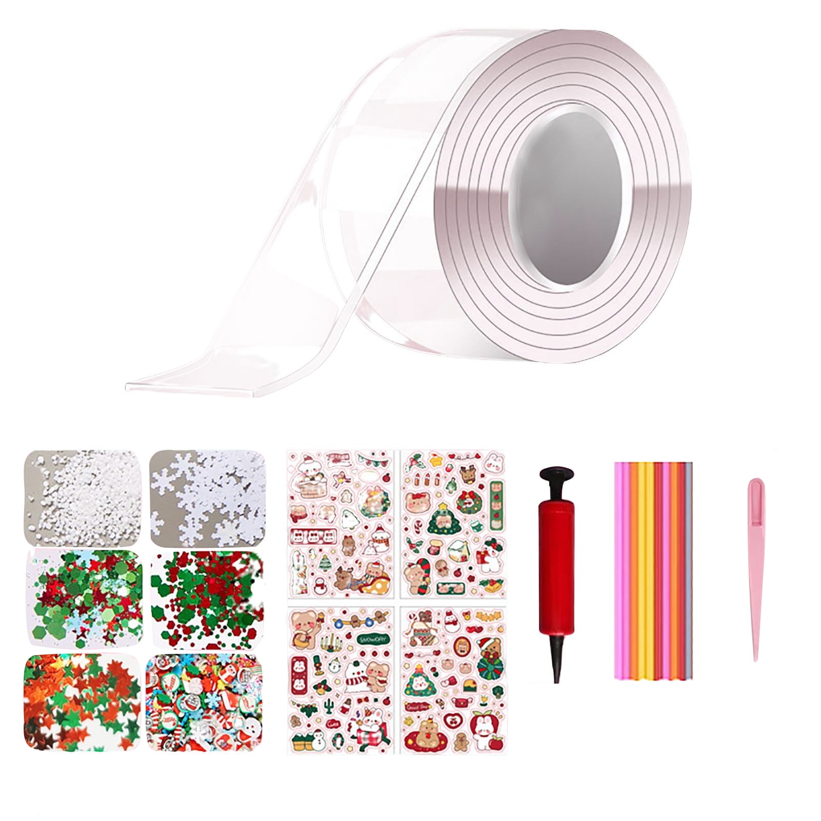 Lohuatrd 1 Set 300CM Nano Tape Bubble Toy with Straw Charm Sticker ...