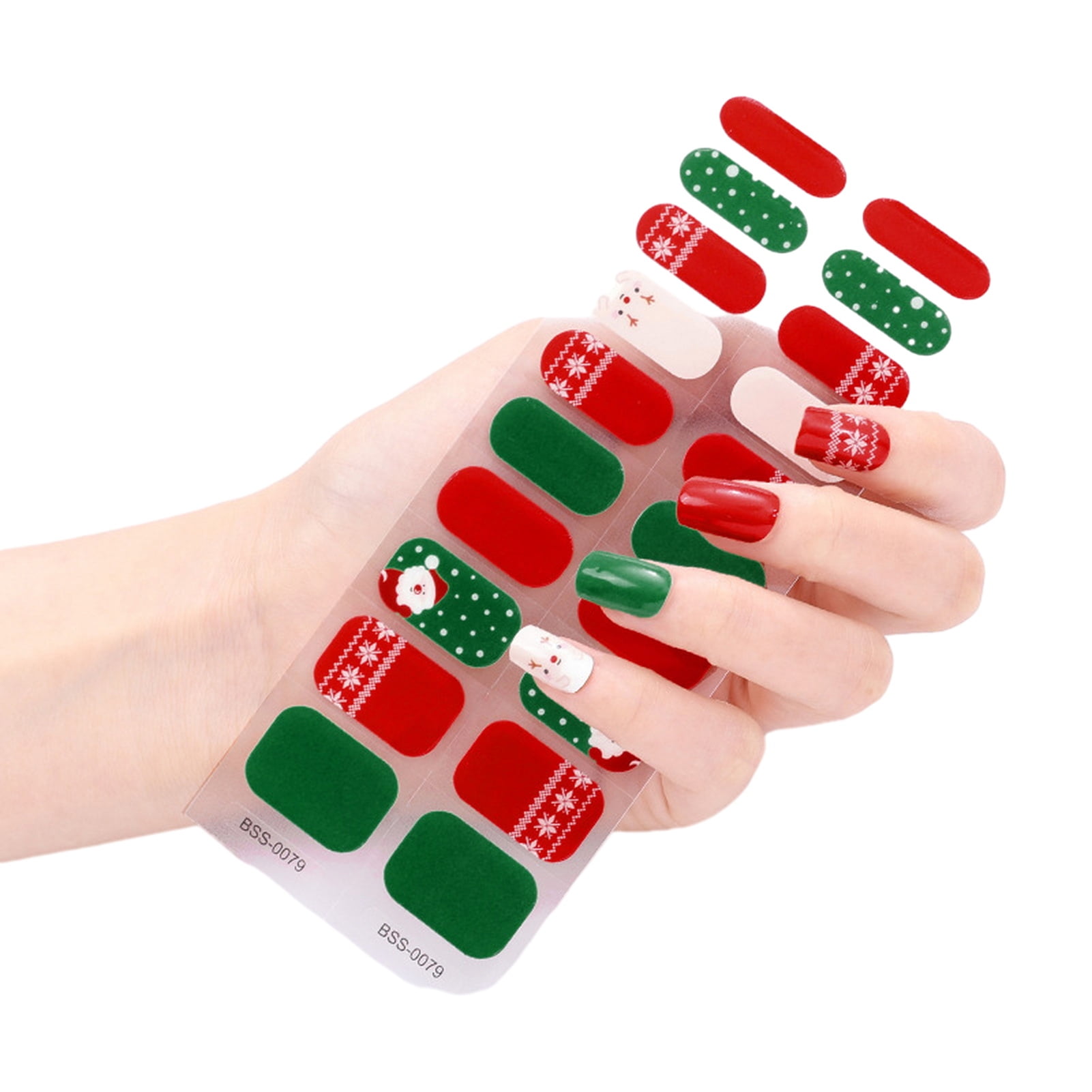 Lohuatrd 1 Set Semi Cured Gel Nail Strip with Nail File Prep Pad Wooden ...