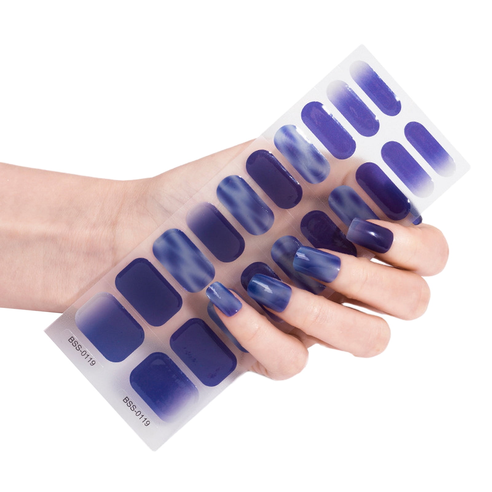 Lohuatrd 1 Set Semi Cured Gel Nail Strip with Nail File Prep Pad Wooden ...