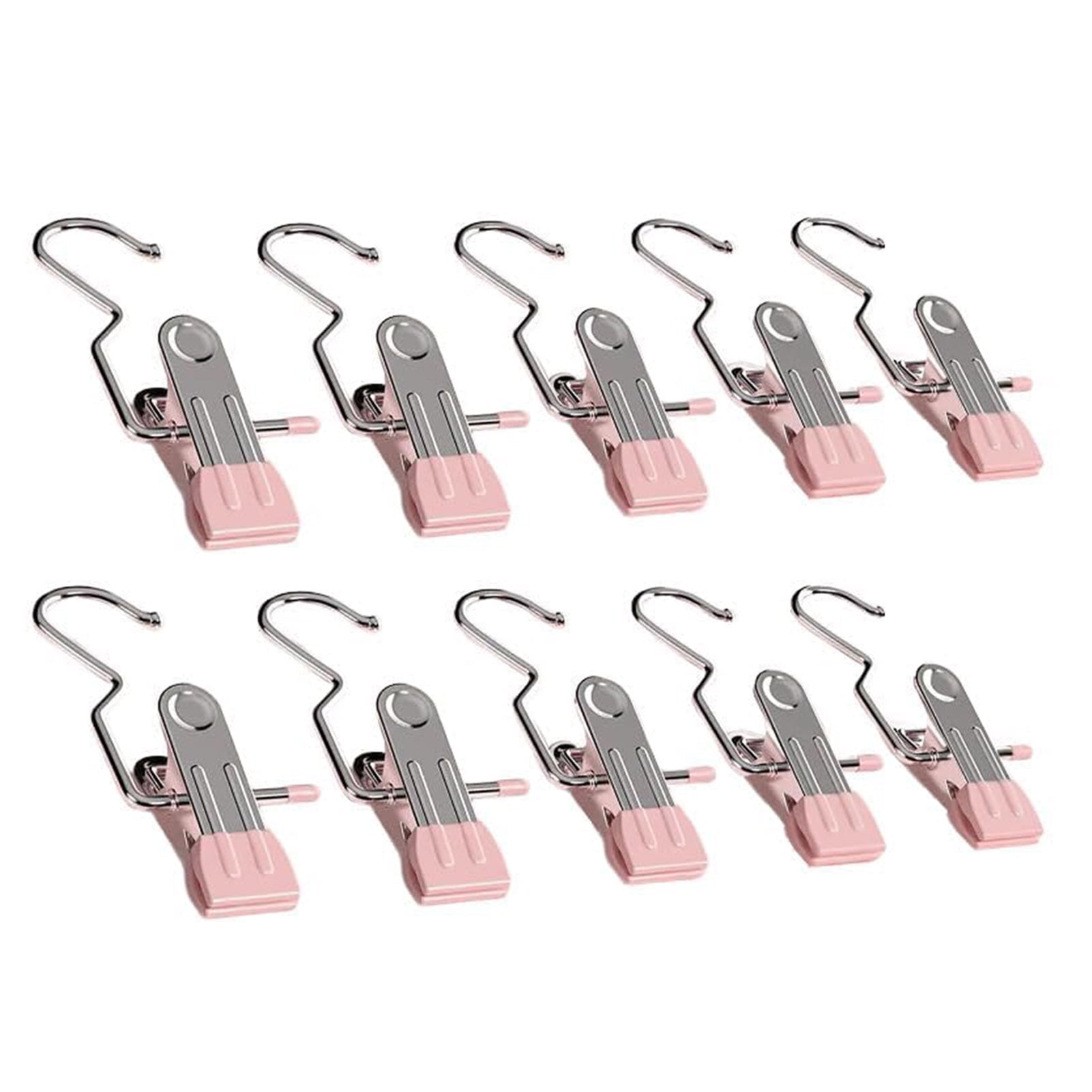 Lohuatrd 10Pcs Hanger Clip Space-Saving Metal Clothespin Hook Soft ...
