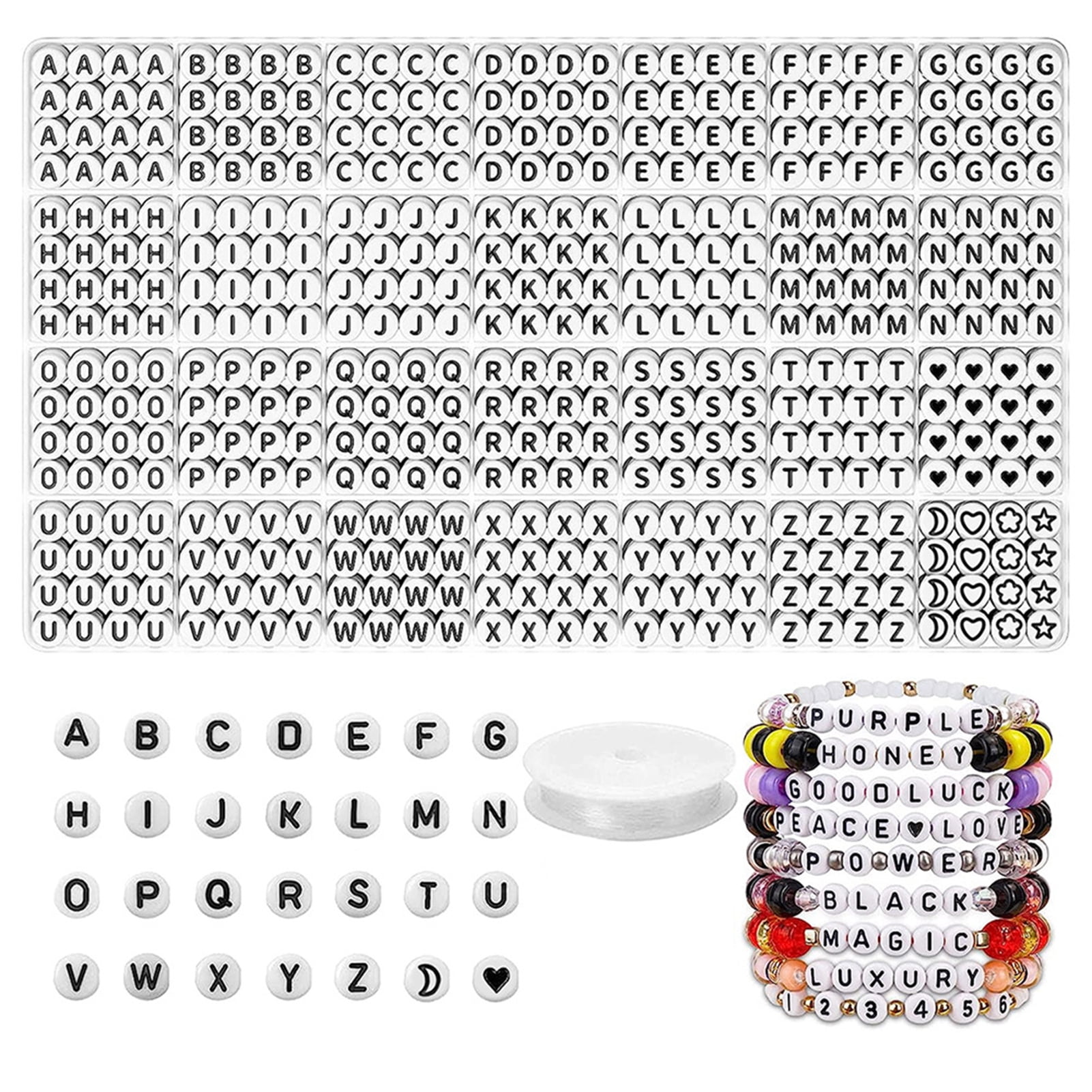 Lohuatrd 1400Pcs Alphabet Beads Durable Reusable DIY Jewelry Making ...