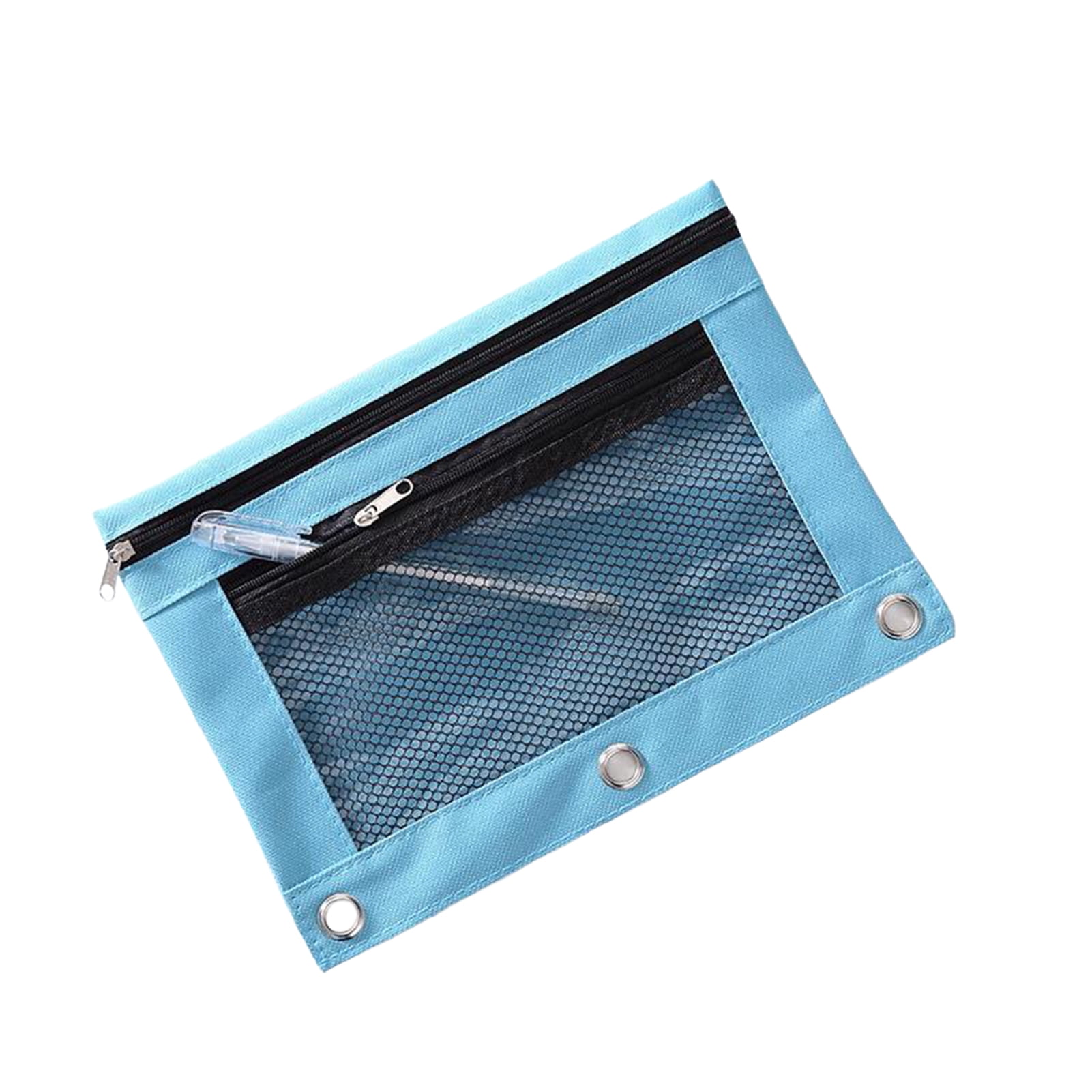 Lohuatrd 3 Rings Two Pockets Large Capacity Zipper Closure Pencil Case ...