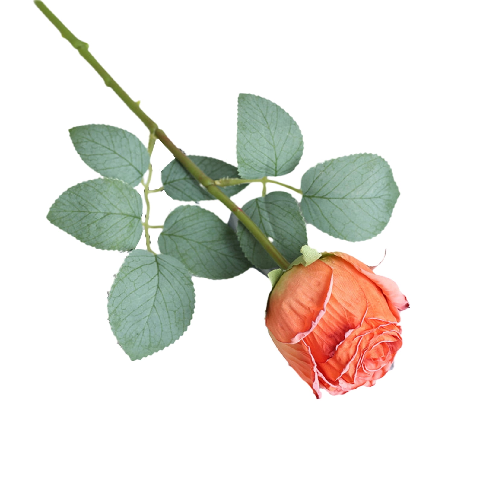 Lohuatrd Artificial Rose Flower Branch with Stem Burnt Edge Green ...