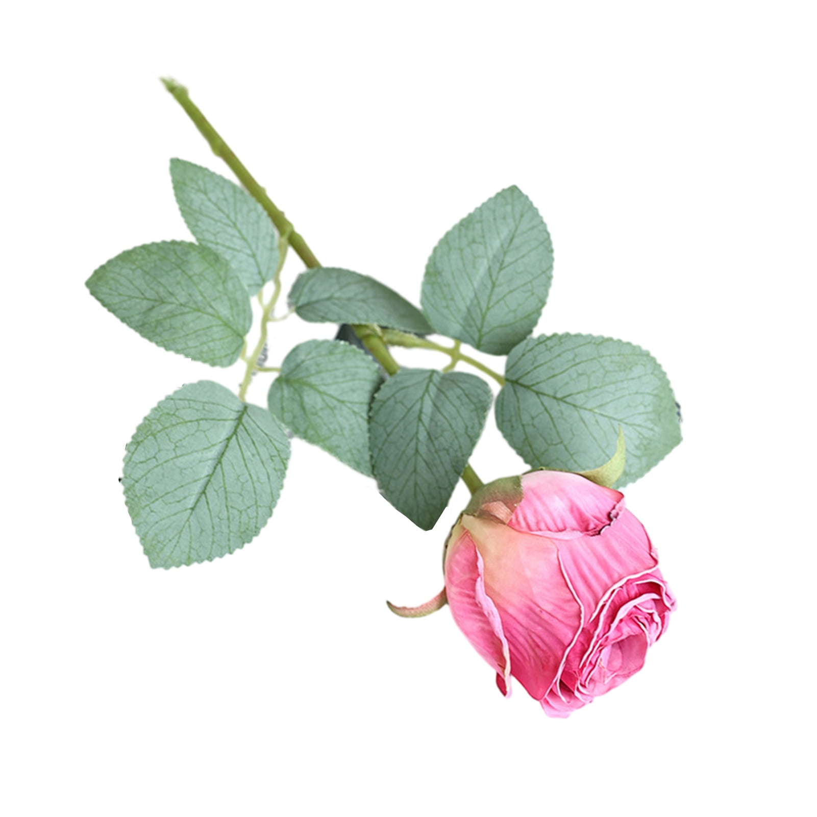 Lohuatrd Artificial Rose Flower Branch with Stem Burnt Edge Green ...