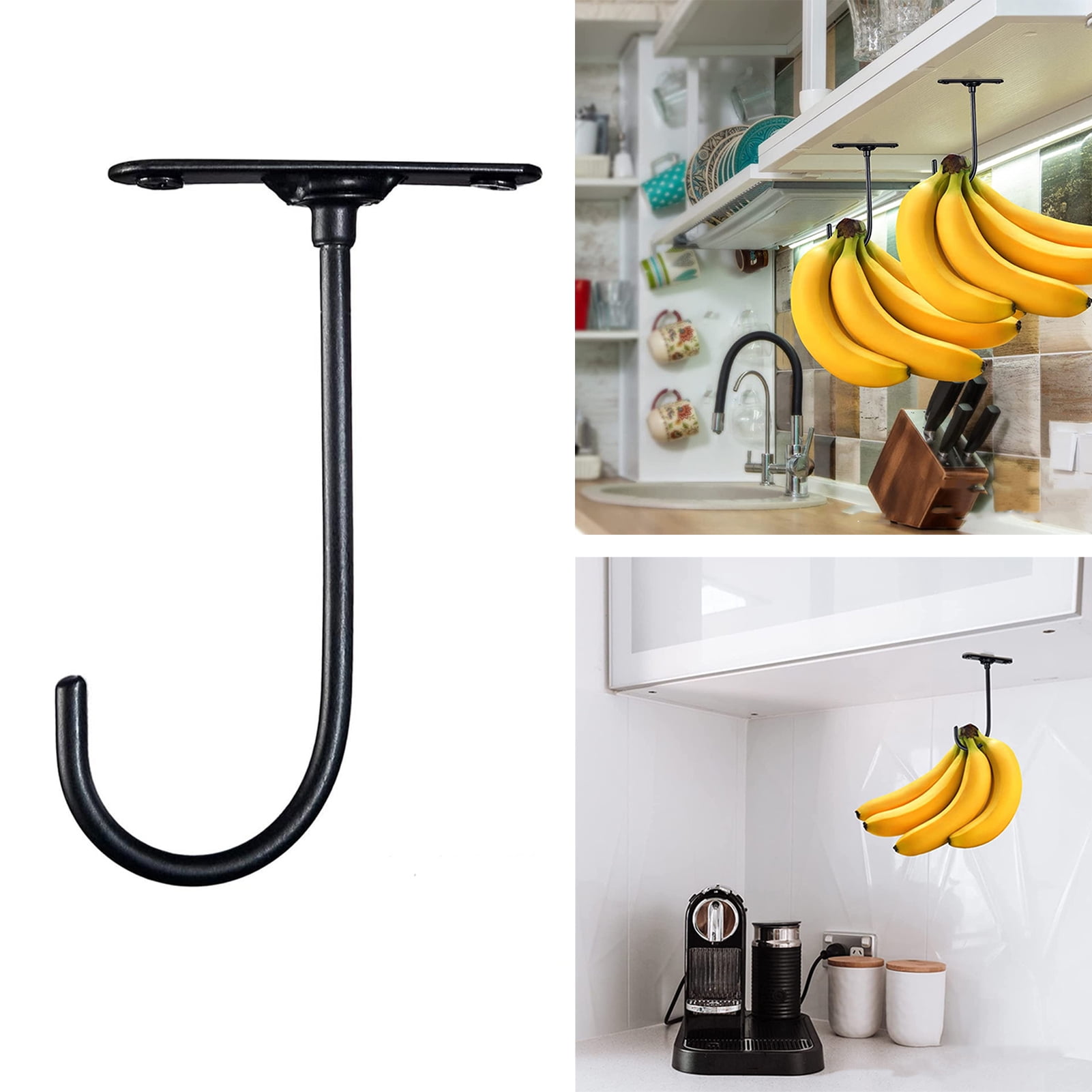 Lohuatrd Banana Hangers, Iron Banana Hook for Under Cabinet, Non ...