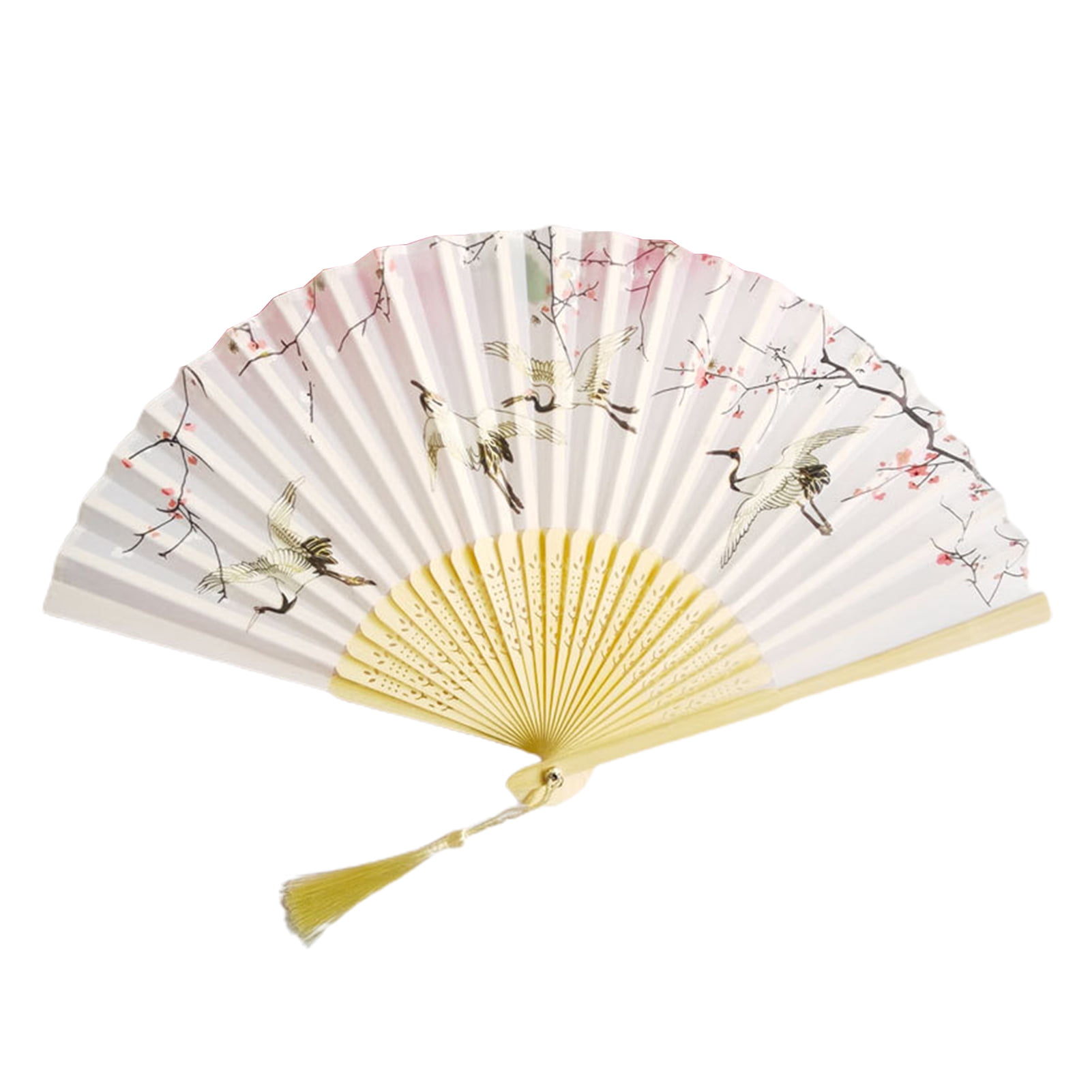 Lohuatrd Chinese Style Folding Fan Exquisite Pattern Tassel Design ...