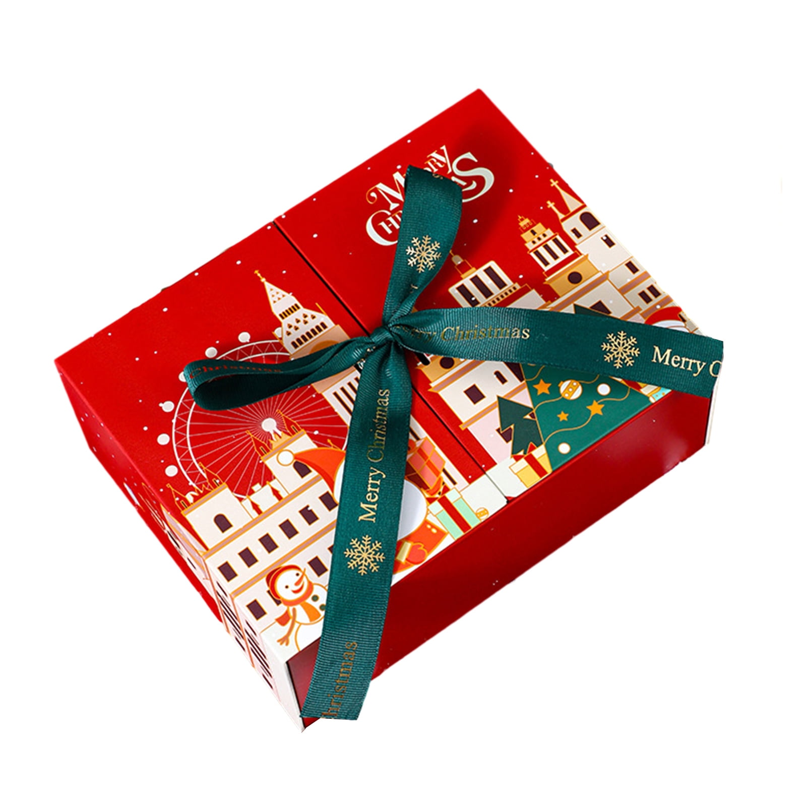 Lohuatrd Christmas Gift Box Bowknots Decor Double Door Design Gift ...
