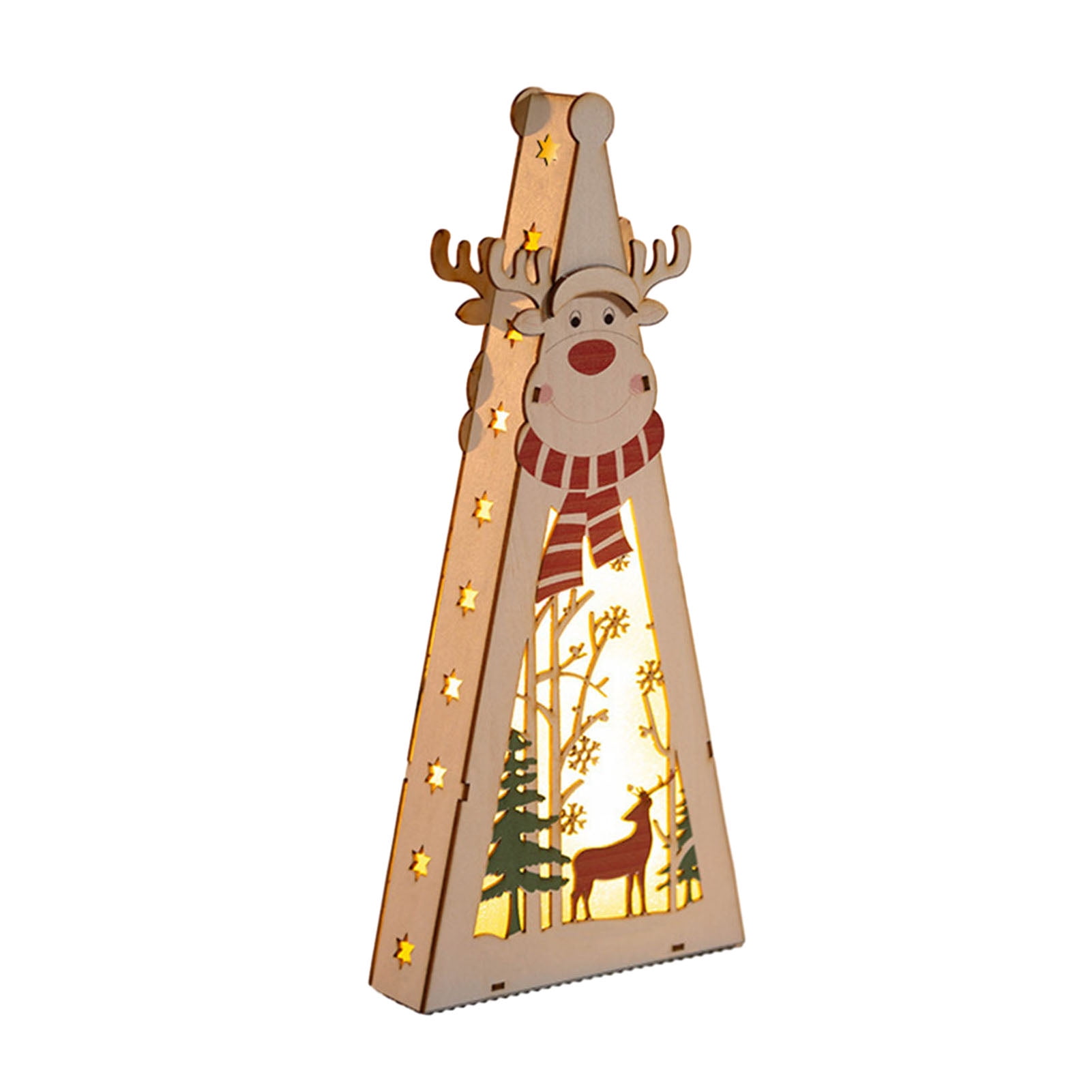 Lohuatrd Christmas Wooden Hanging Pendant Triangle Light Santa Claus ...