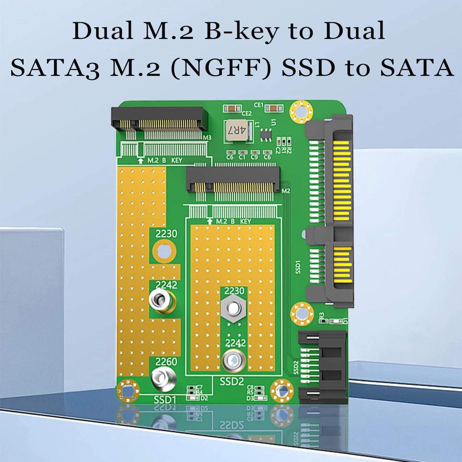 Lohuatrd Dual M.2 B Key to Dual SATA3 Adapter Card Universal Wide ...