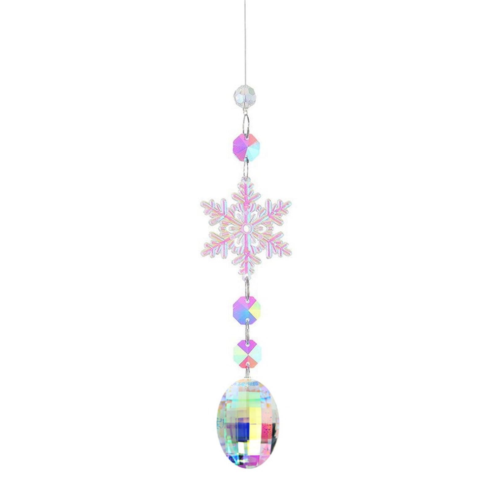 Lohuatrd Faux Crystal Snowflake Wind Chime Sun Catcher Colorful Rainbow ...
