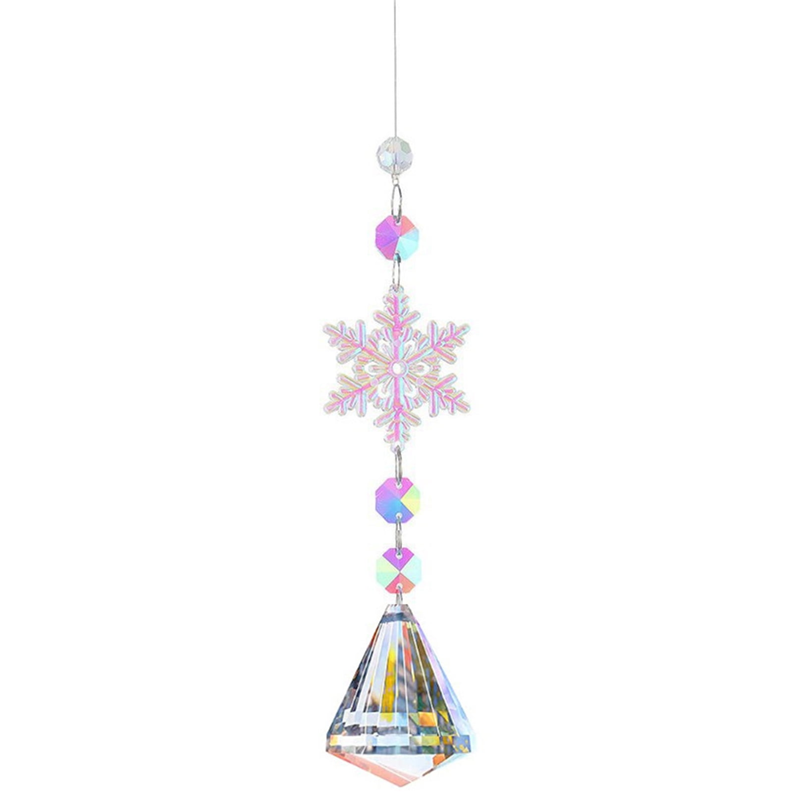Lohuatrd Faux Crystal Snowflake Wind Chime Sun Catcher Colorful Rainbow ...