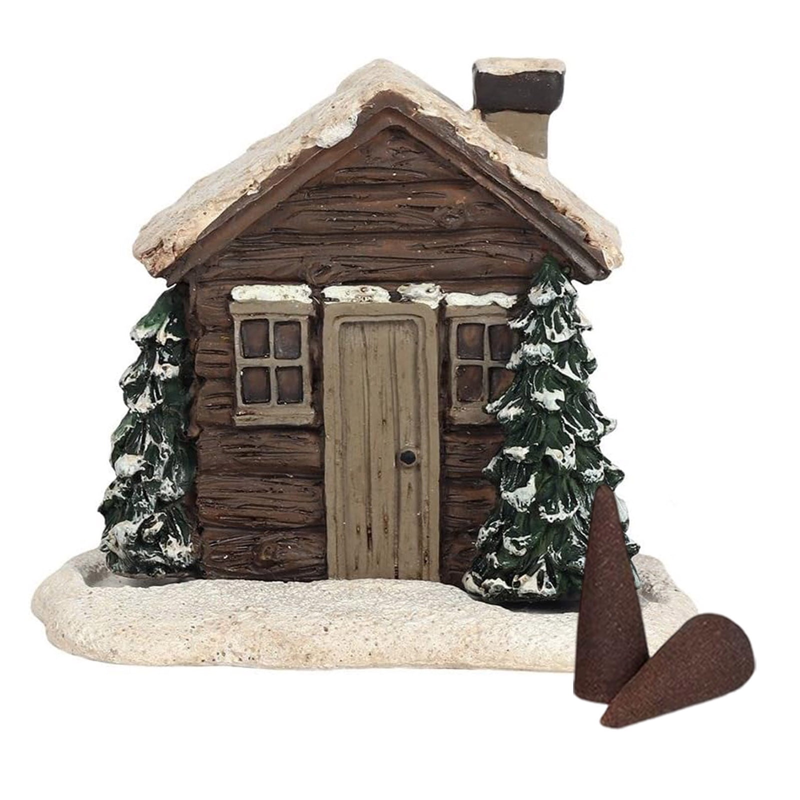 Lohuatrd Log Cabin Incense Burner Christmas Style Good Detail Resin ...