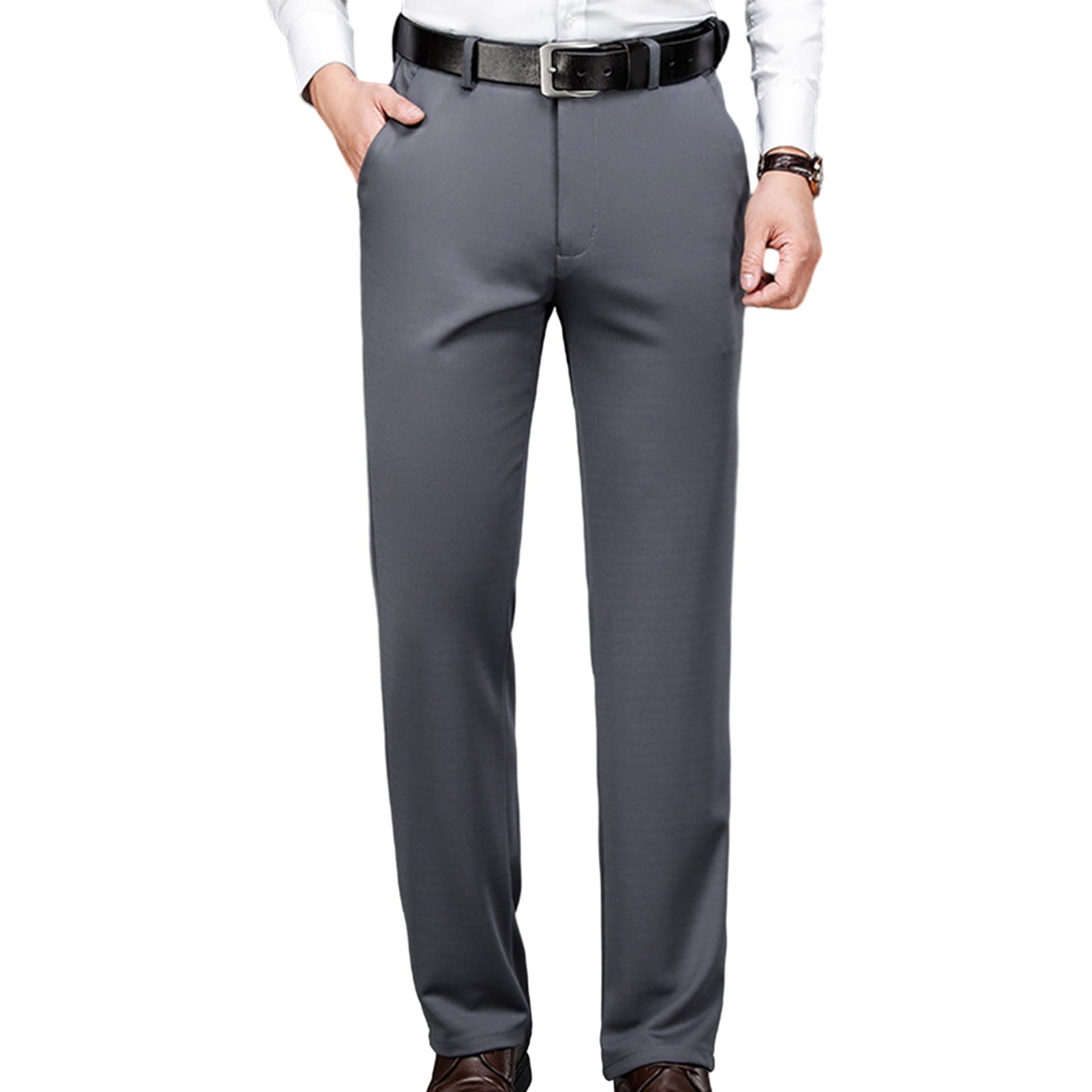 Lohuatrd Men Casual Trousers Reinforced Multiple Pockets Regular Fit ...