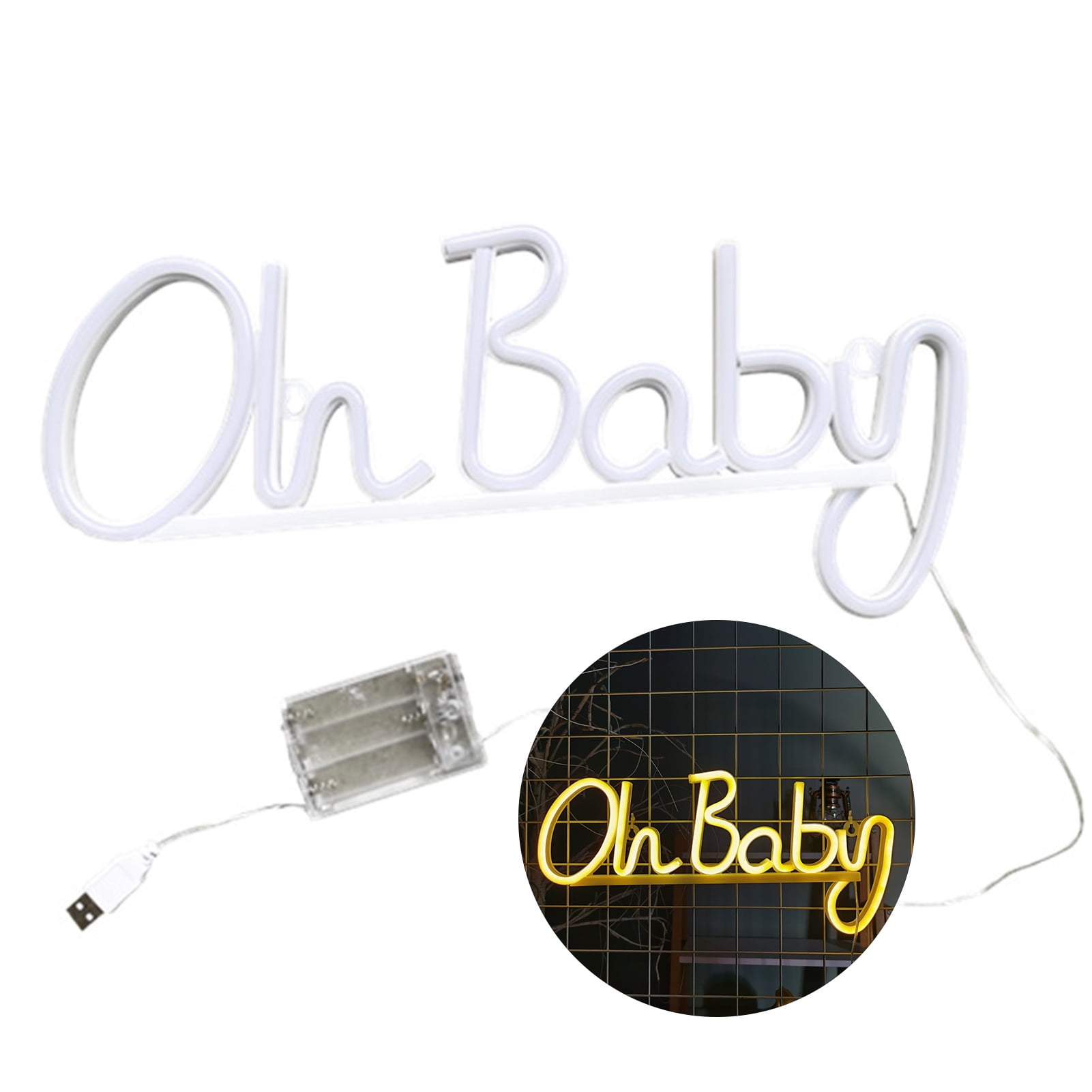 Lohuatrd Oh-Baby LED Neon Light Creative Shape USB/Battery Operated Non-glaring Neon Sign Lamp ...