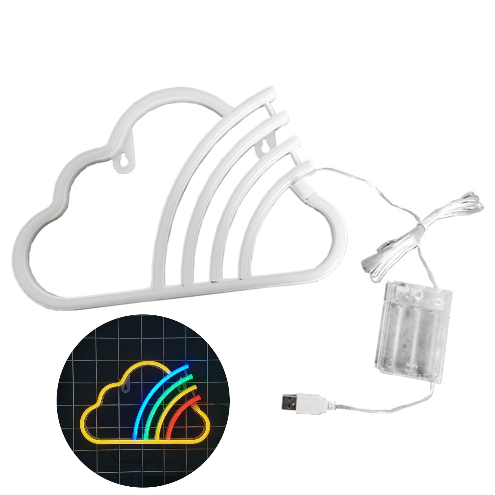 Lohuatrd Rainbow Cloud Large Neon Sign USB/Battery Powered Non-glaring ...