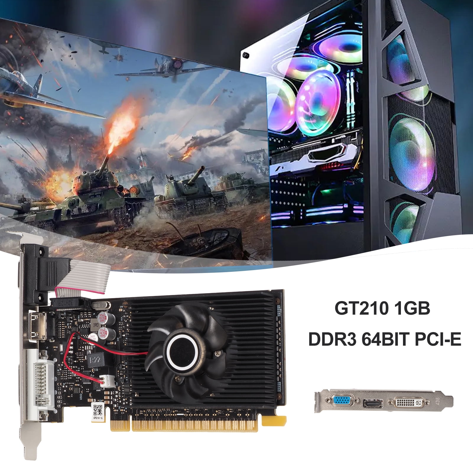 Lohuatrd Single Fan Graphics Card 1GB DDR3 64BIT PCI-E Interface ...