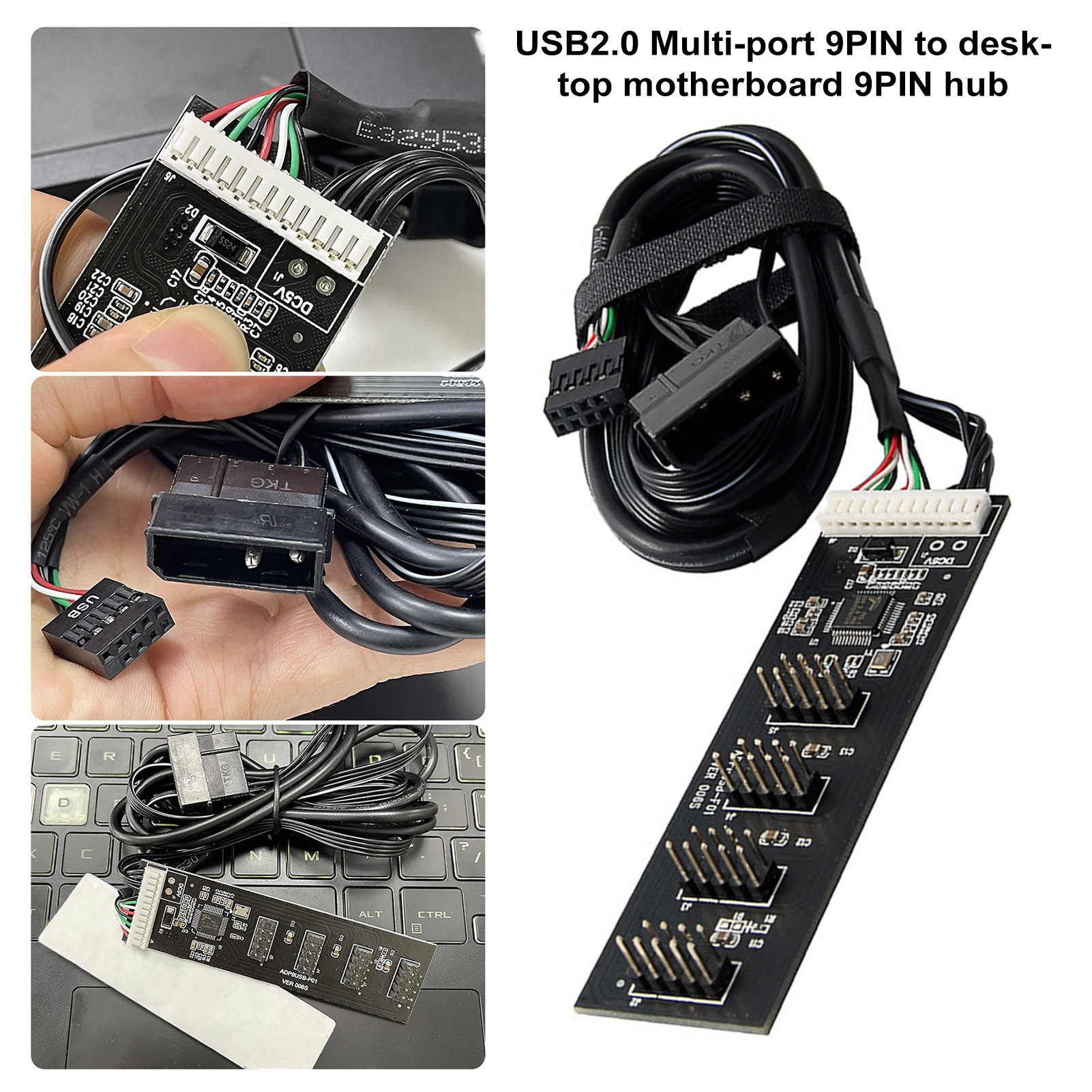 Lohuatrd USB 2.0 Hub Adapter with 9-Pin Connector Splitter High-speed ...