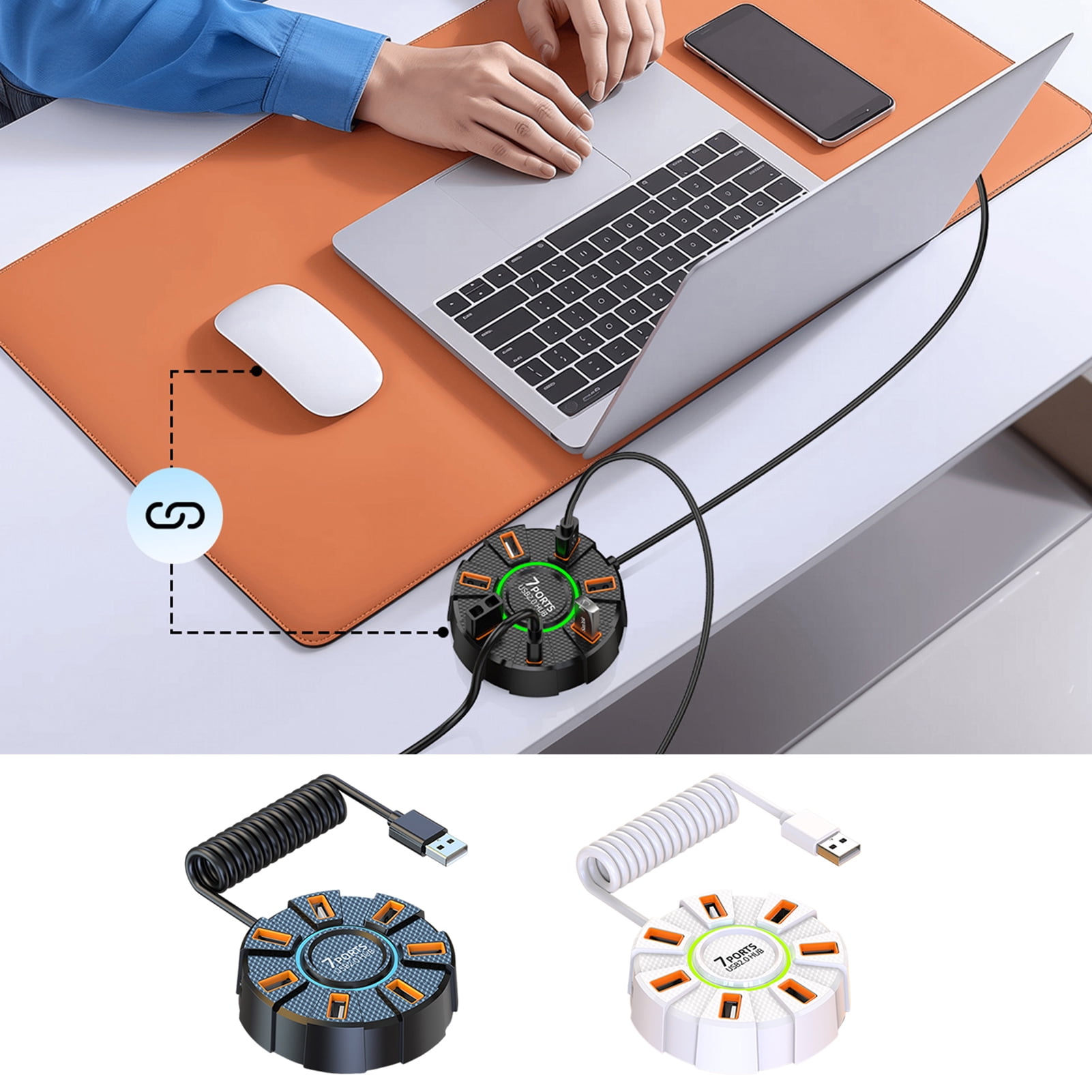 Lohuatrd USB HUB Docking Station with 7 Ports High Speed Data Transmission Anti Interference ...