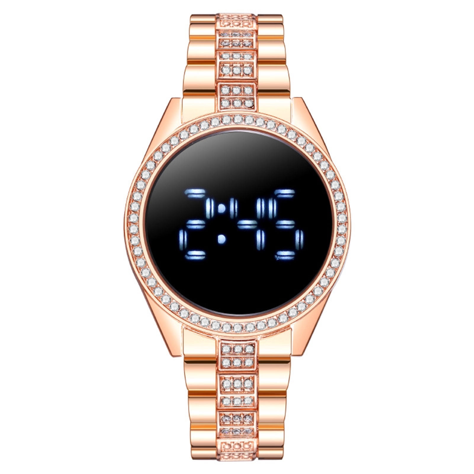 Lohuatrd Women LED Digital Watch Rhinestone Inlaid Adjustable Wrist ...