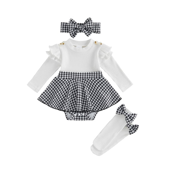 Loicainy Baby Girl Houndstooth 3-Piece Outfit 3 6 12 18M Comfortable ...