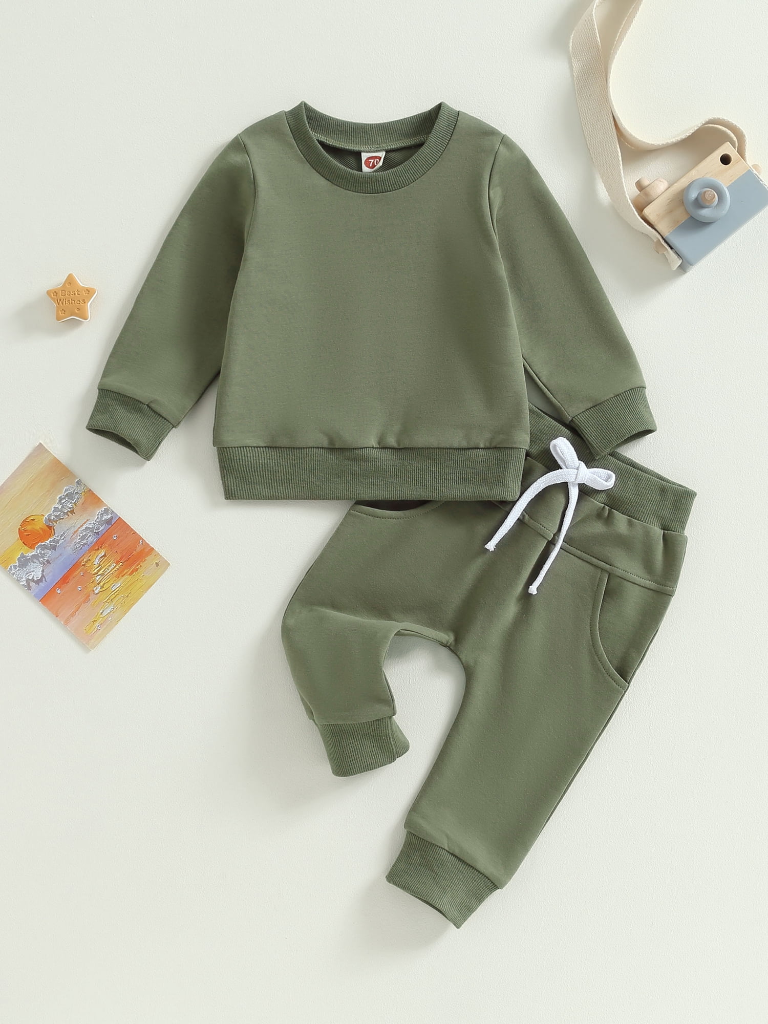 Loicainy Baby Toddler Boy Girl Solid Color Clothes Set, 6 12 18 24 ...