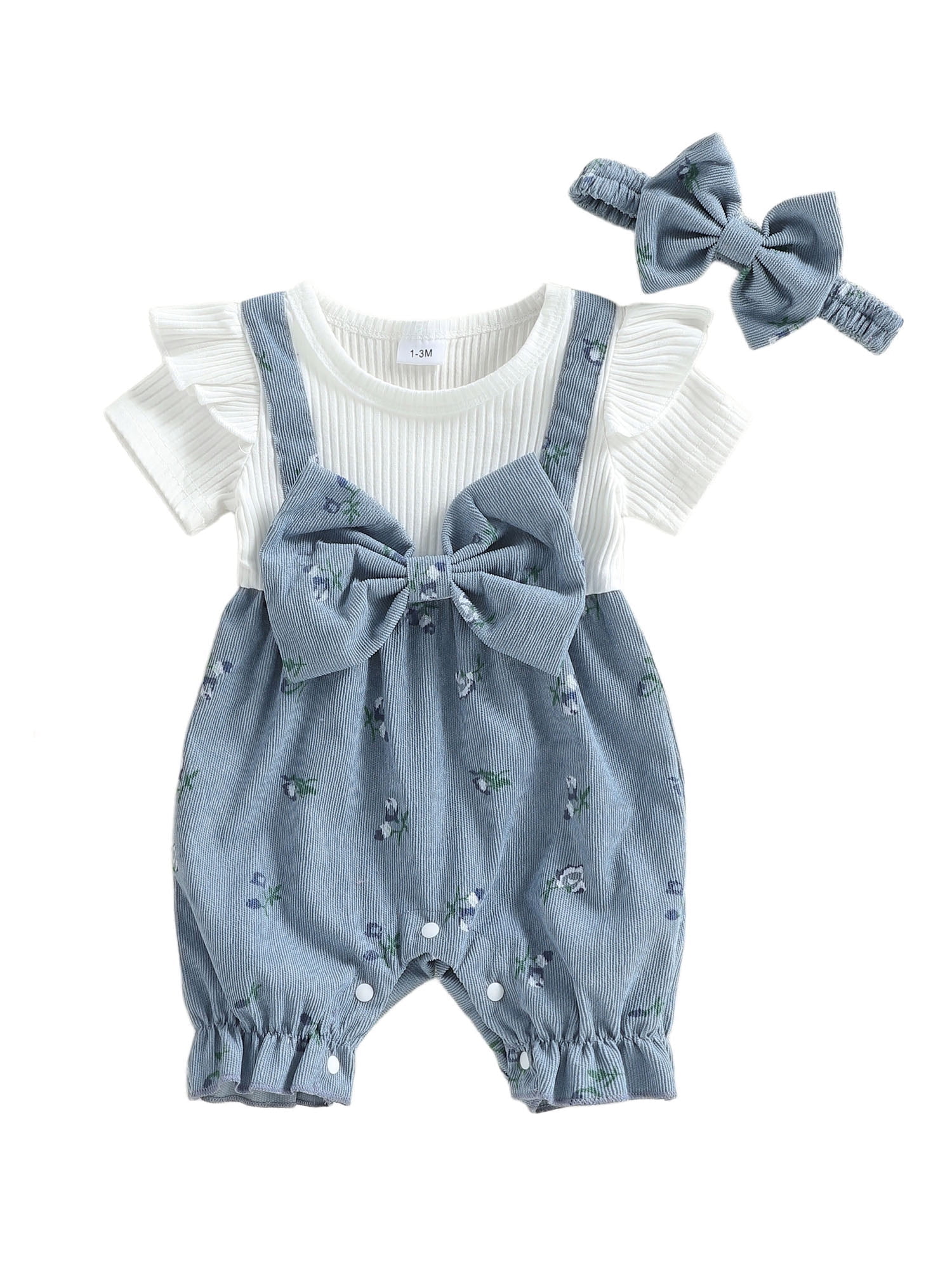 Loicainy Baby Toddler Girl Fake Two-Piece Jumpsuit 3 6 9 12 18 Months ...