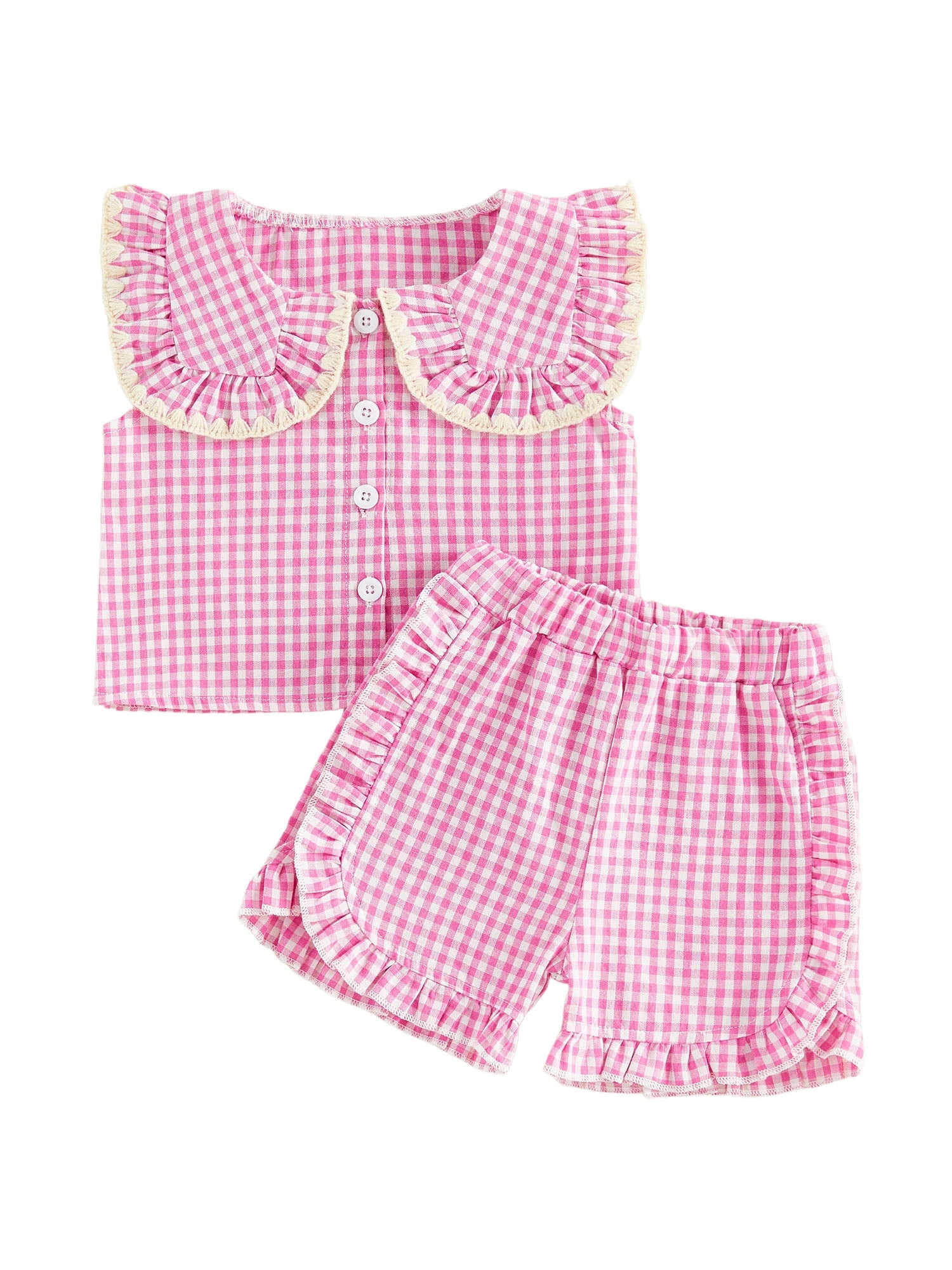 Loicainy Baby Toddler Girl Summer Outfits Plaid Clothes Set 6 12 18 24 ...