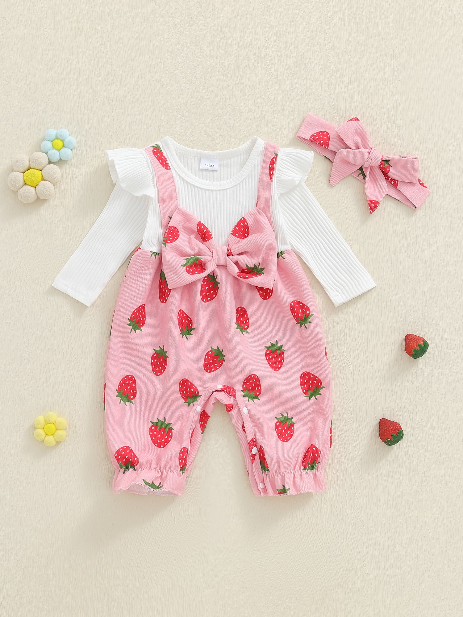 Loicainy Baby Toddler Girls Bubble Romper 3 6 9 12 Months Strawberry ...