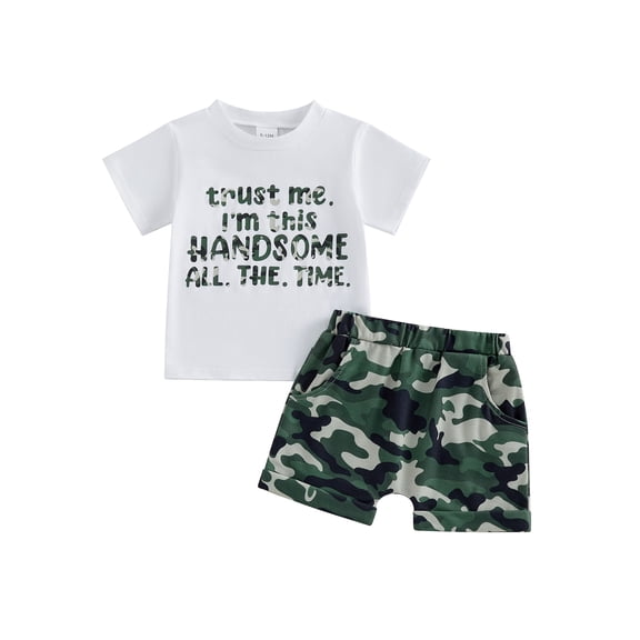 Toddler Baby Boy Summer Clothes Set 12 18 24 Months 2T 3T 4T 5T Letter ...