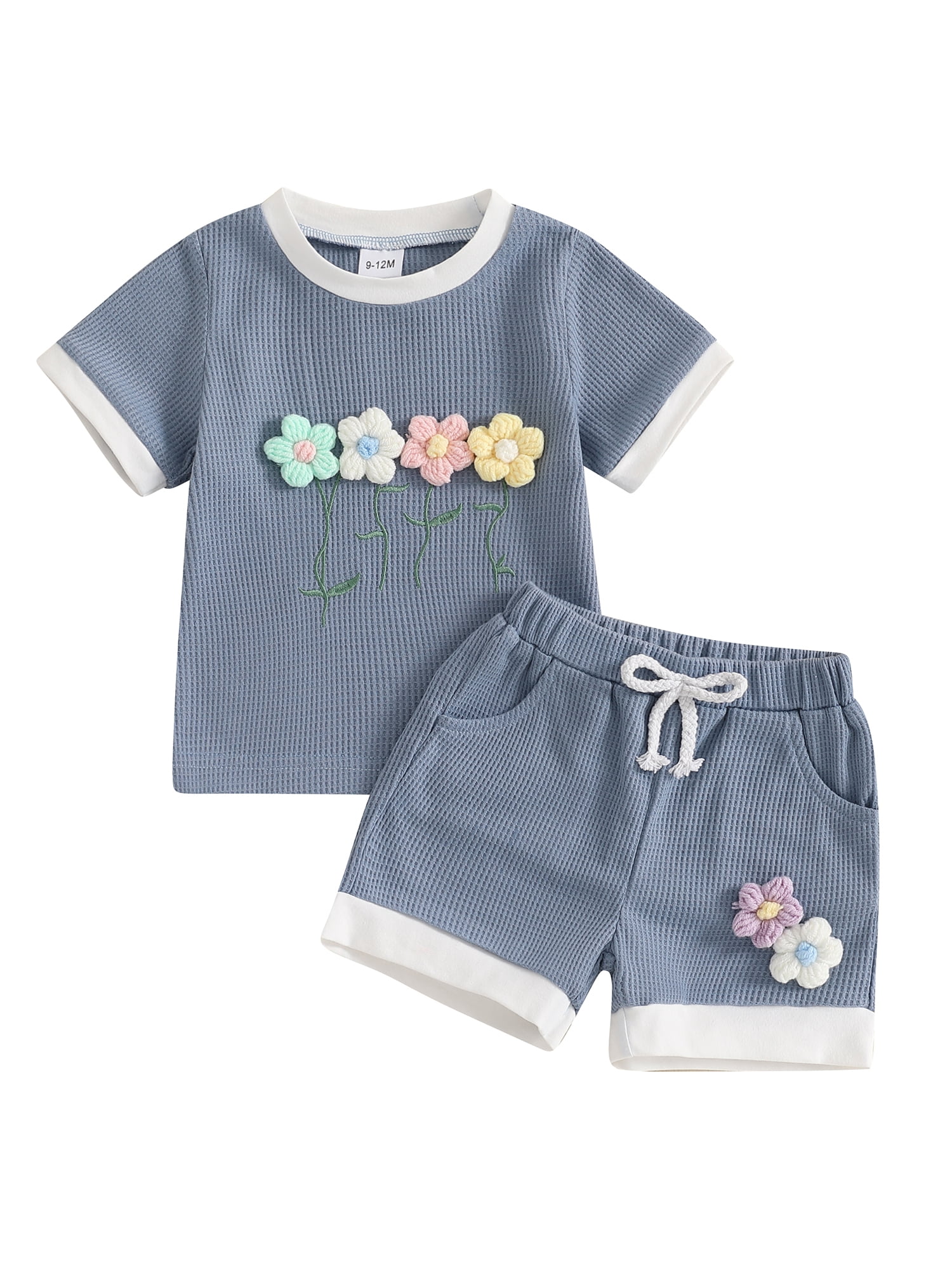 Loicainy Toddler Baby Girl Summer Waffled Clothes Set 9 12 18 24 Months ...