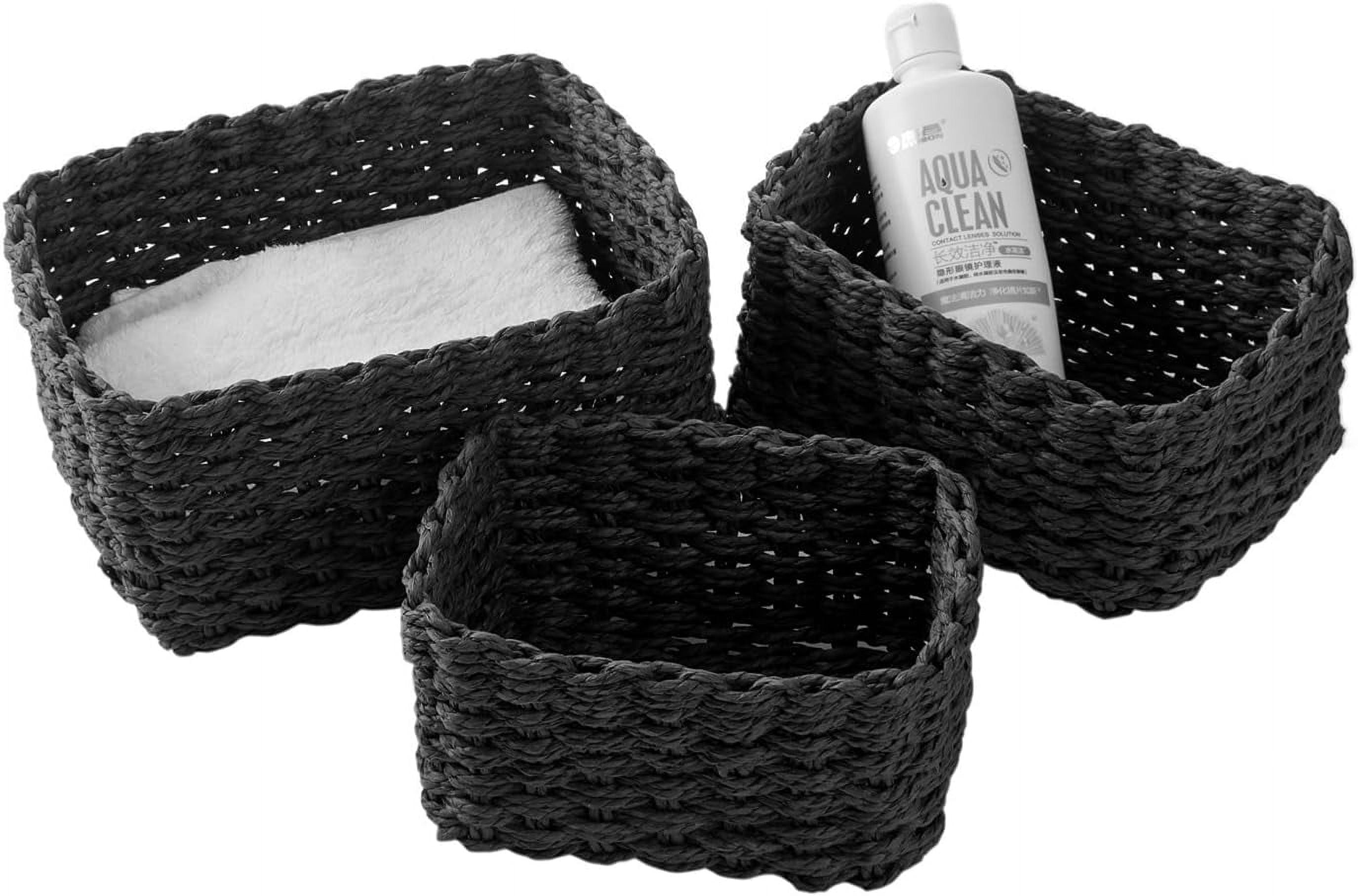 Loinfe 3 PCS Woven Basket for Bedroom Clothes and Socks Storage Box in ...