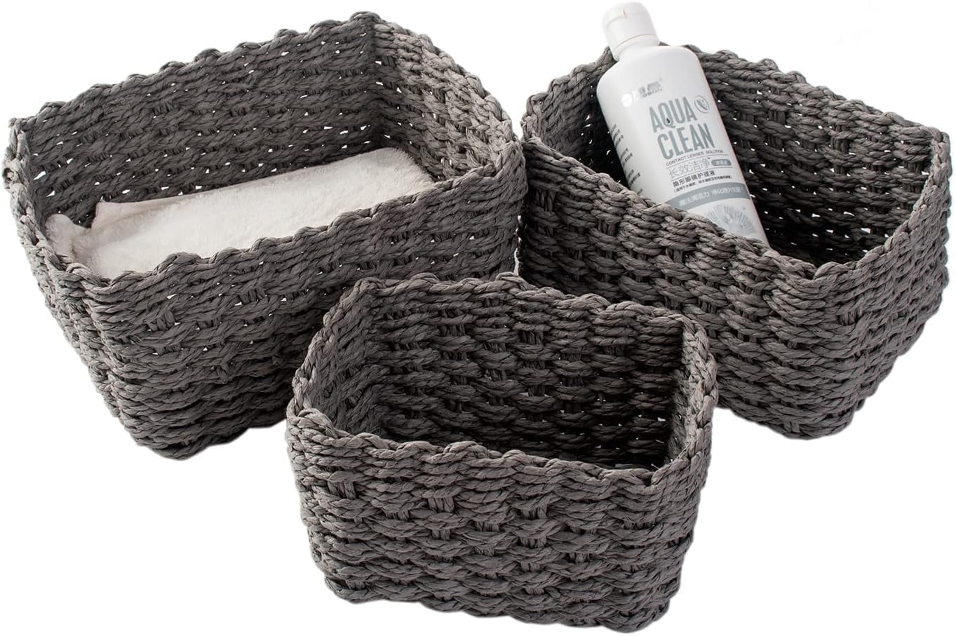 Loinfe 3 PCS Woven Basket for Bedroom Clothes and Socks Storage Box in ...