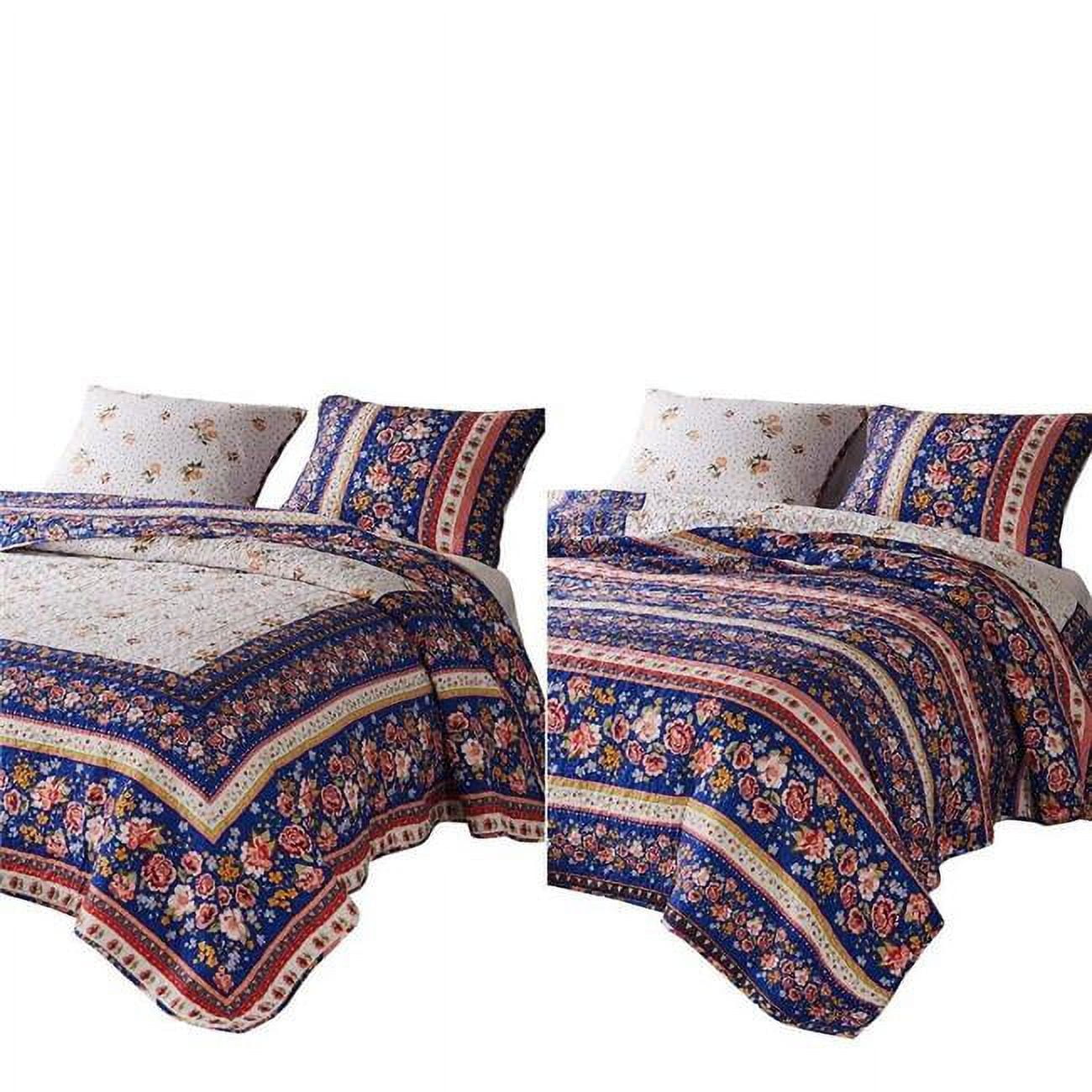 Loir Quilt Set with Floral Print, Multi Color - King Size - 3 Piece ...