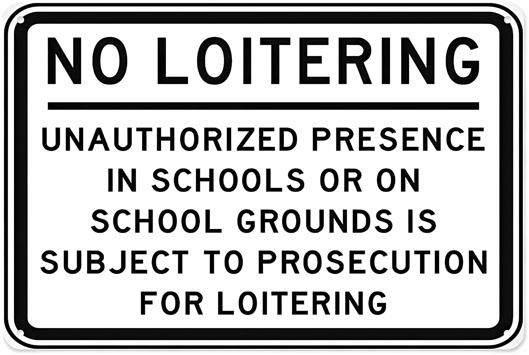 No Loitering School Grounds Tin Sign - 8"x12" Vintage Metal Warning ...