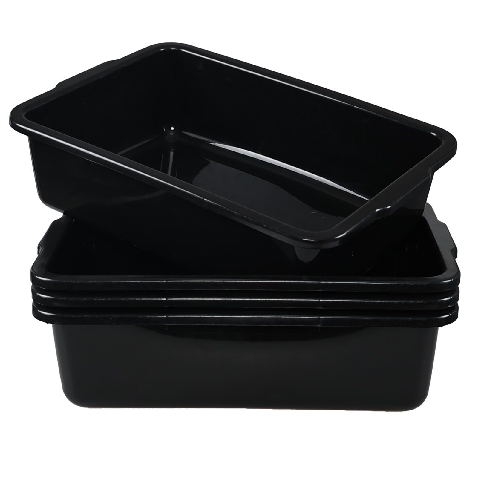 Loiycg 32 Liter Commercial Bus Tub, 4 Pack Large Plastic Bus Box, Black ...