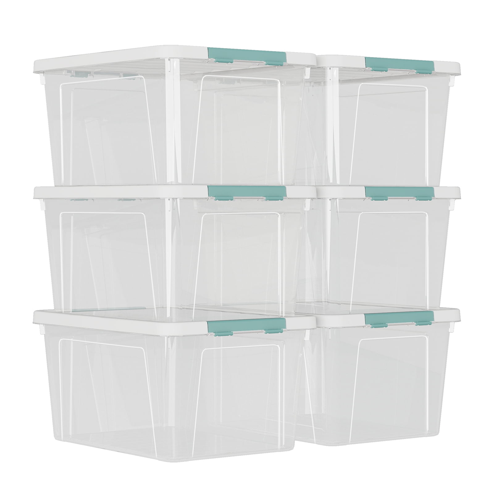 Loiycg 6 Pack 35 Quart Lidded Storage Bins, Clear Plastic Latching ...