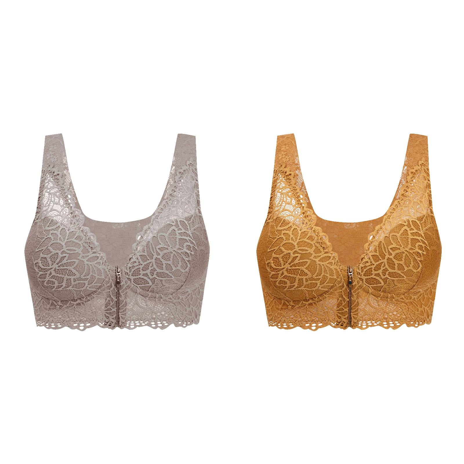 Lojoutye 2 Pack(Gold 1PCS & Grey 1PCS) Multipack Women Bras Plus Size ...