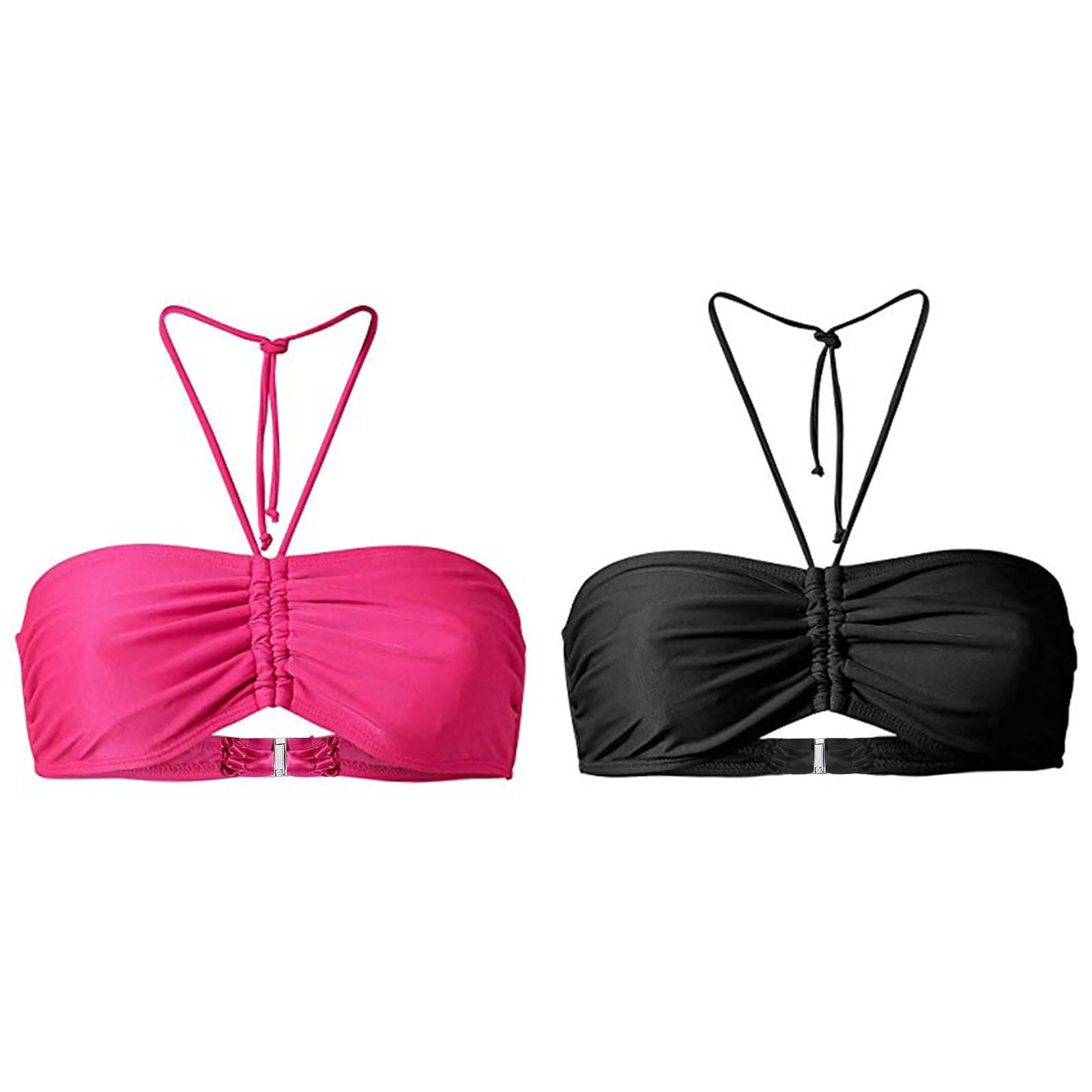 Lojoutye 2 Pack(Pink 1PCS & Black 1PCS) Multipack Womens Bras No ...