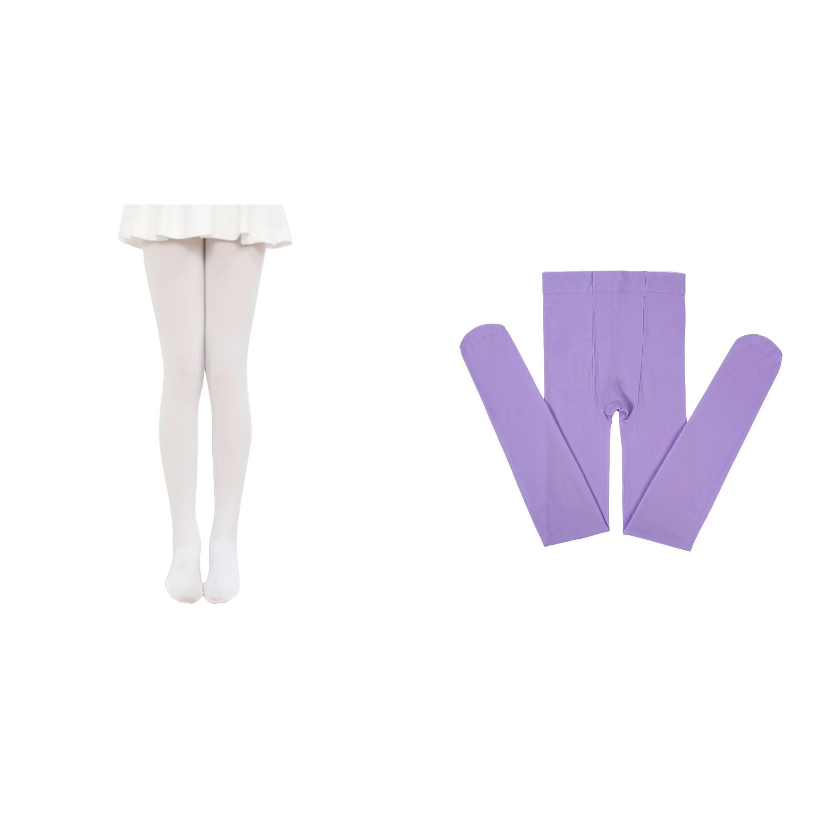 Lojoutye 2 Pack(WH1 1PCS & PP2 1PCS) Multipack Clothes Leggings Pantihose Stretchy Basic Full ...