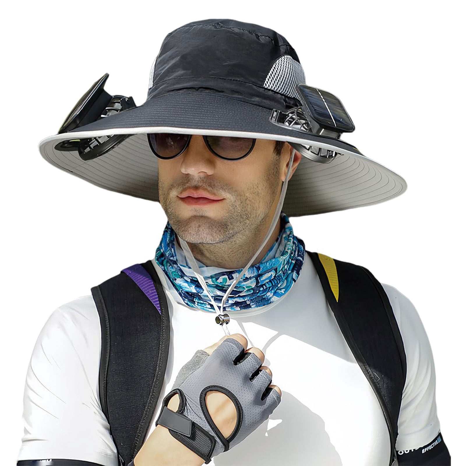 Lojoutye 2025 Outdoor Wide Brim Sun Womens Outdoor Hat with Solar Fan ...