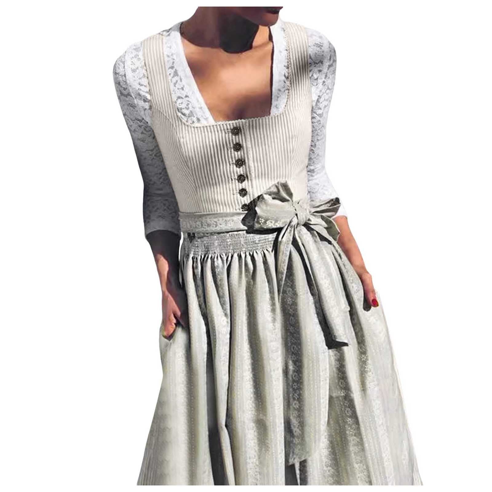 Lojoutye 2025 Women Octoberfest Dirndl Dress Gothic Dress for Women ...