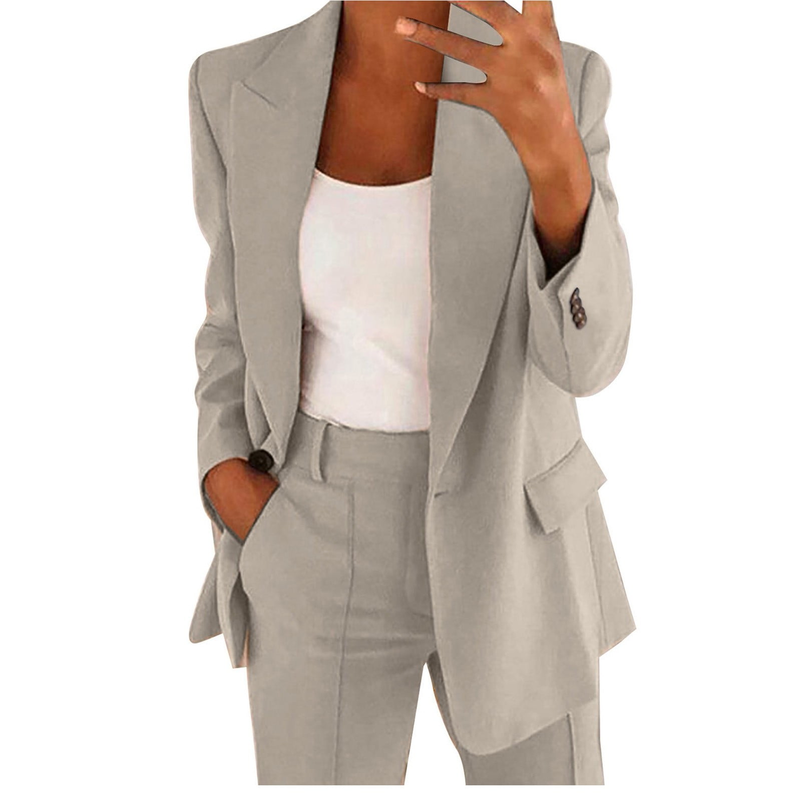 Lojoutye 2025 Women's Two Piece Lapels Stretch Woman Suit Set office ...