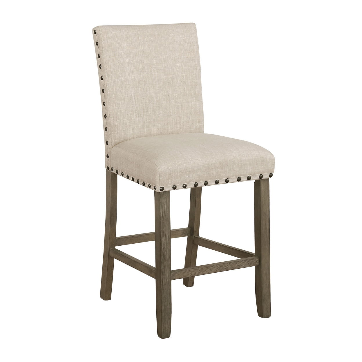 Lok 26 Inch Plush Counter Height Stool Nailhead Trim Set of 2 Beige ...