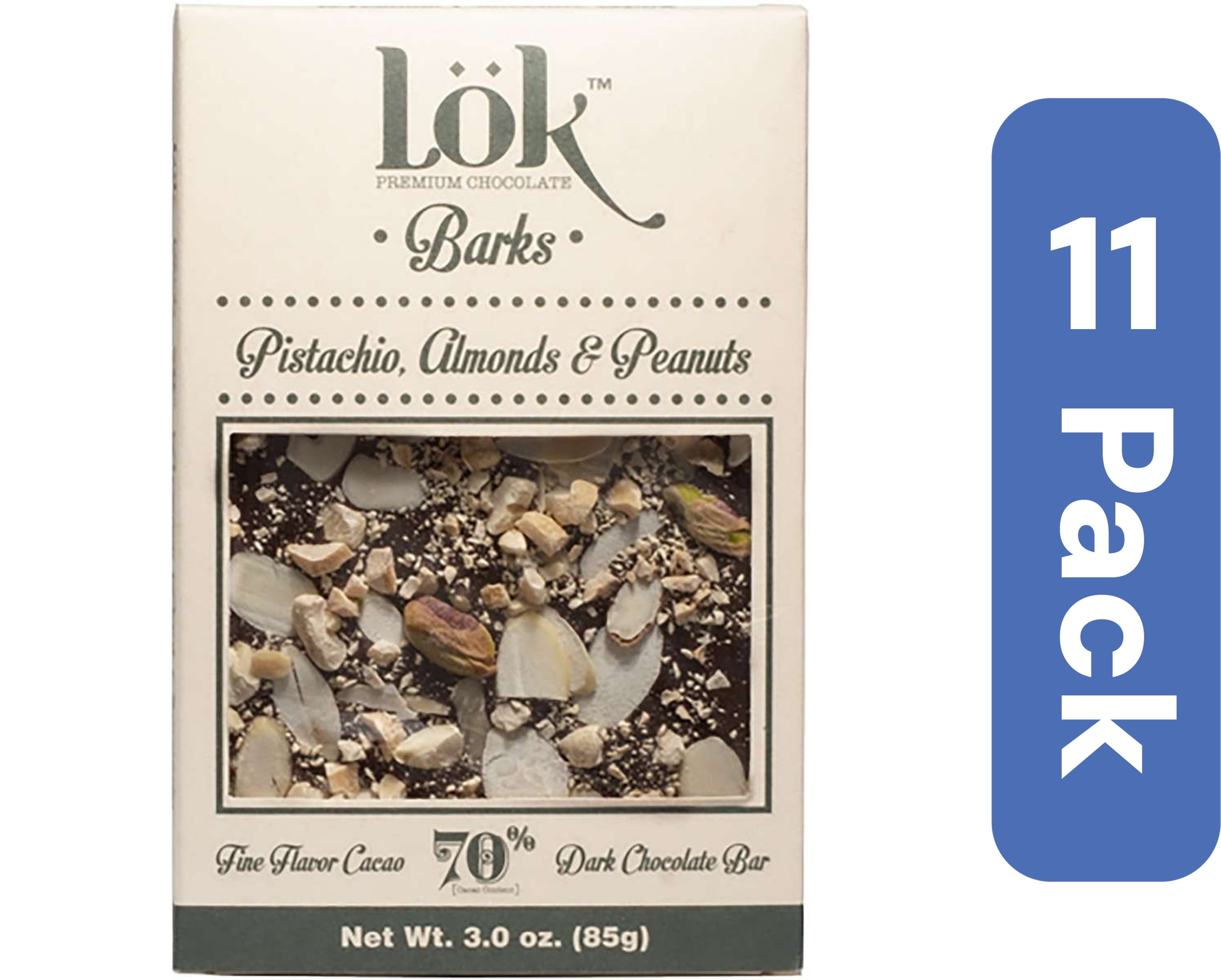 Lok Foods Chocolate Bark Pistachio Almond Pineapple 70% 3 oz (Pack Of ...