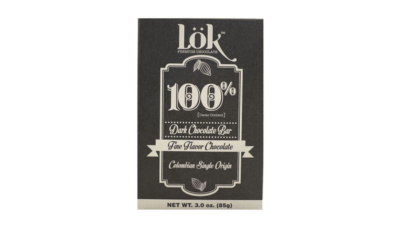 Lok Premium Chocolate, Dark Chocolate Bar, 100% Cacao, Colombian Origin ...